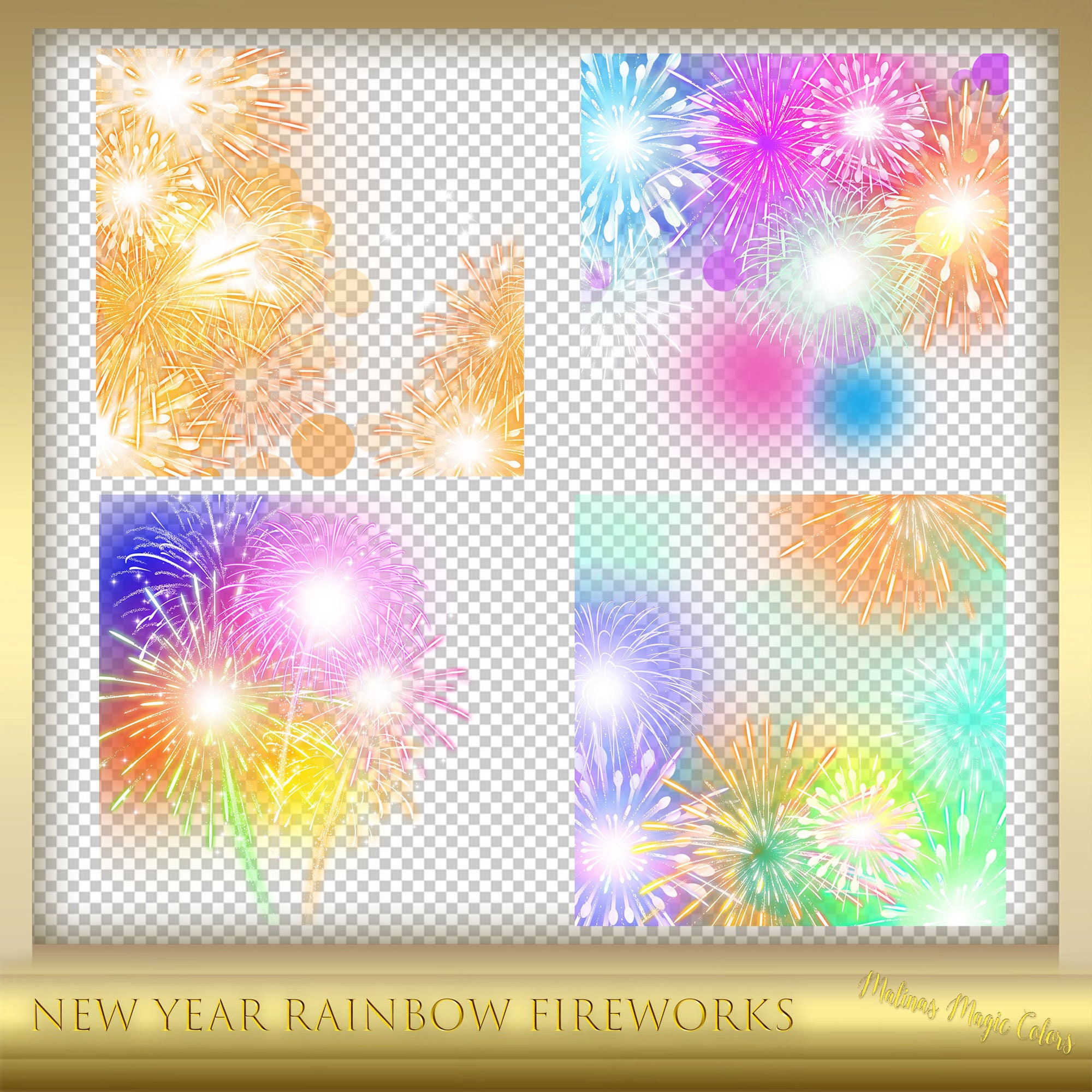 12 New Year Rainbow Fireworks Firework Photo Overlay Fireworks ...