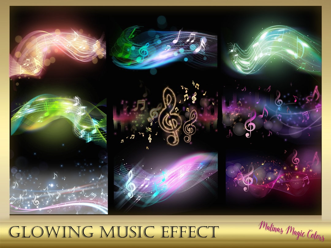 10 Glowing Music Effects - Music Note Overlay - Glowing Musical Notes ...