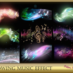 10 Glowing Music Effects - Music Note Overlay - Glowing Musical Notes ...