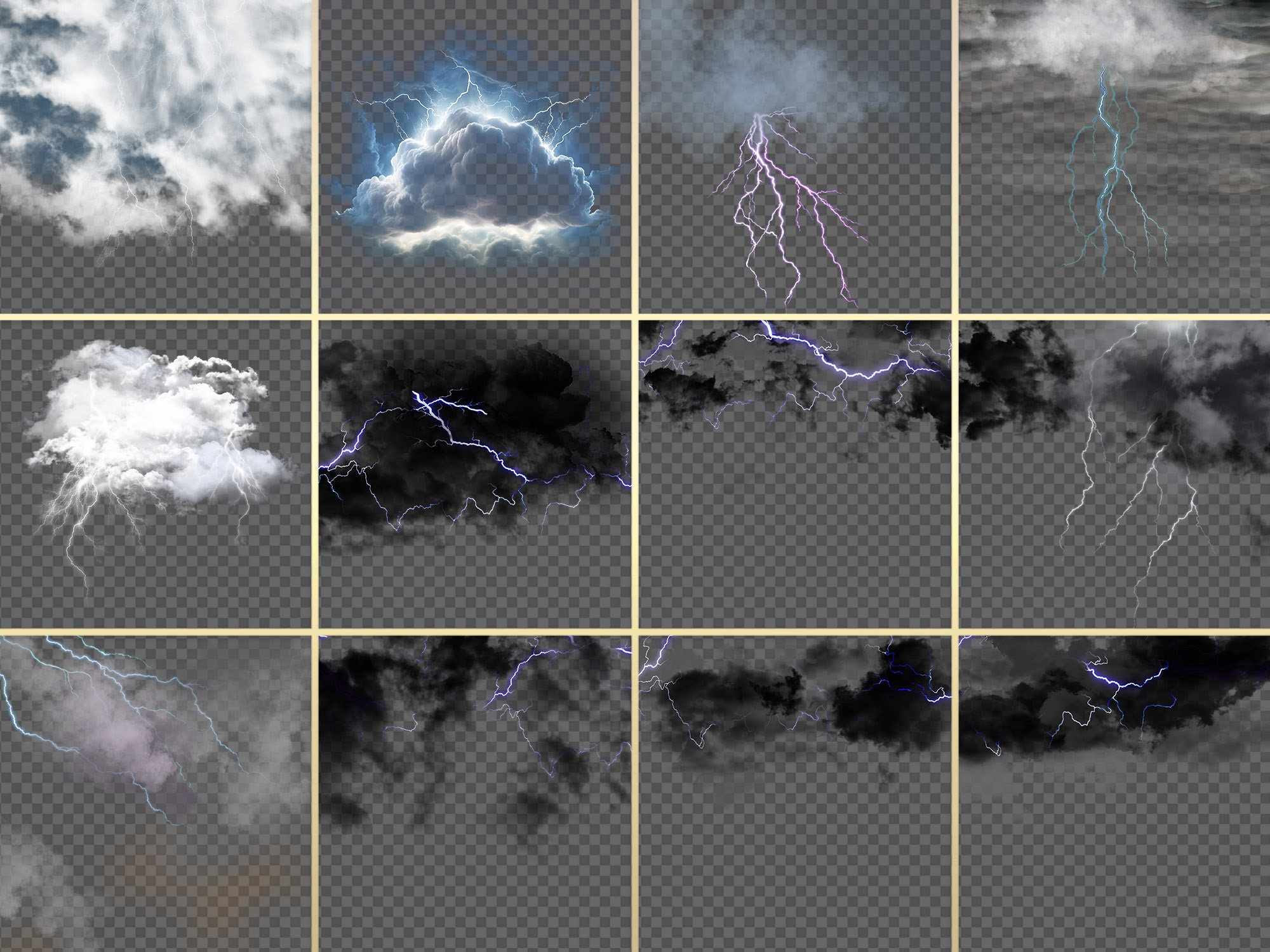 Lightning Effect in Dark Clouds Thunderstorm Dark Clouds Overlays Storm ...