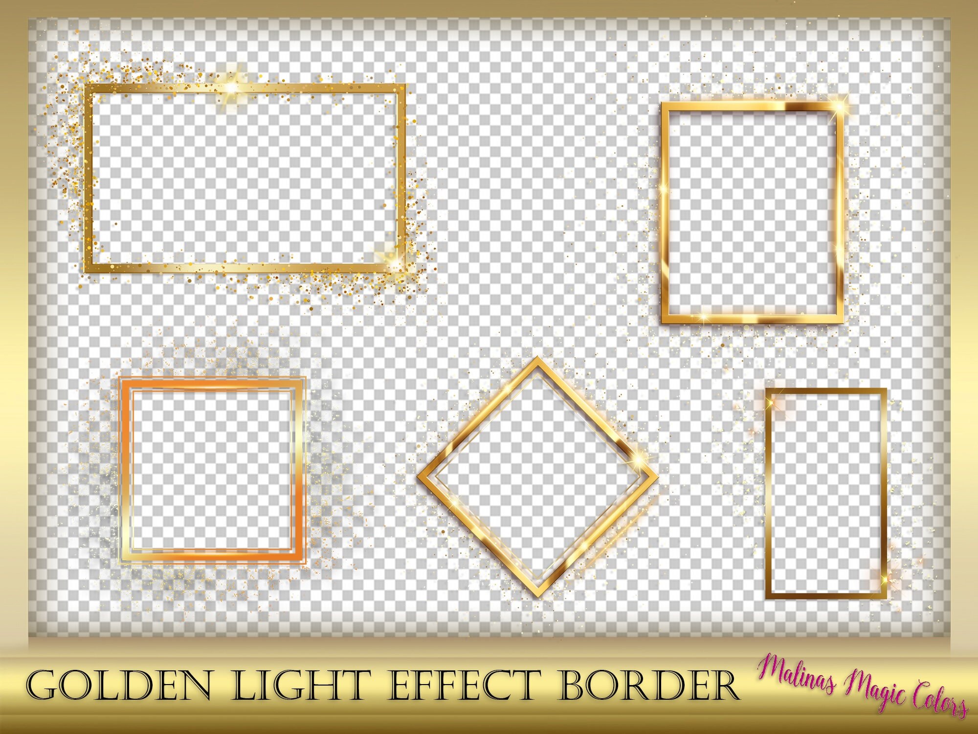 Golden Light Effect Border Light Effect Sprinkled Golden Frame ...