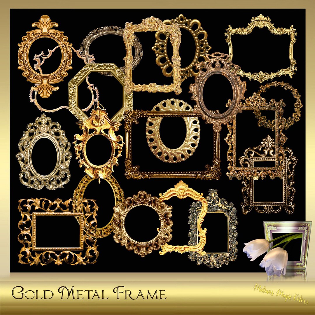 20 DIGITAL Gold Metal Frames - Vintage Metall DIGITAL Frame - Ornate ...