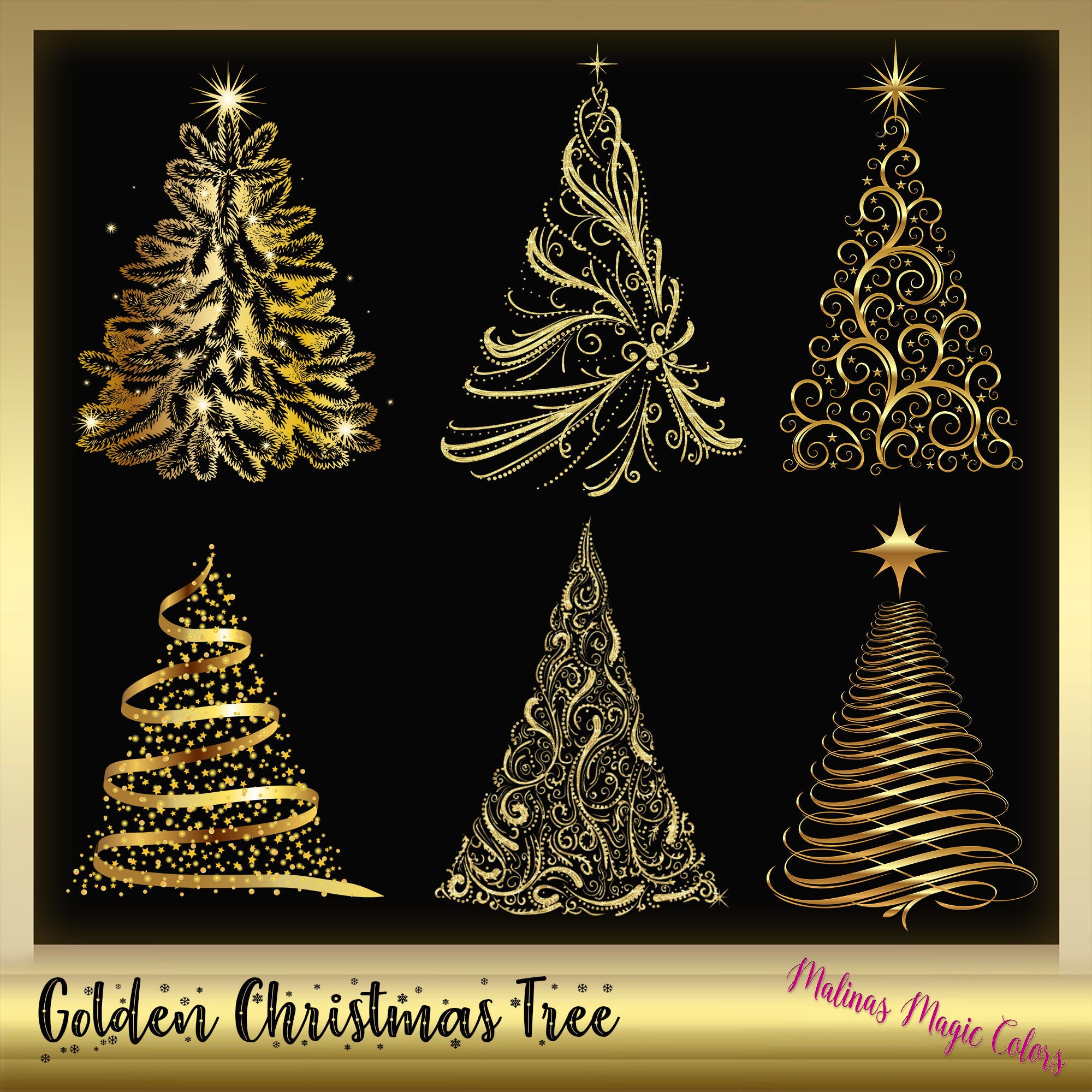 Golden Christmas Tree - Christmas Tree Overlays - Christmas Tree ...