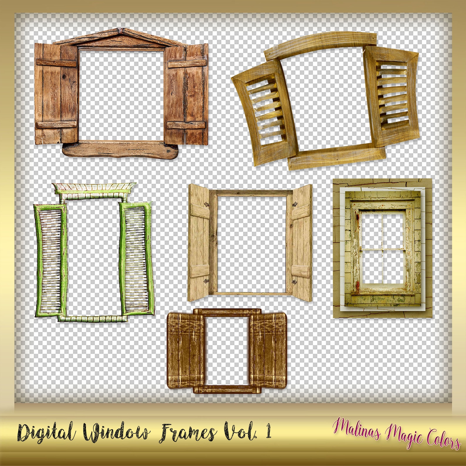 12 Digital Window Frames Vol. 1 - Window Photo Frame - Photoshop ...