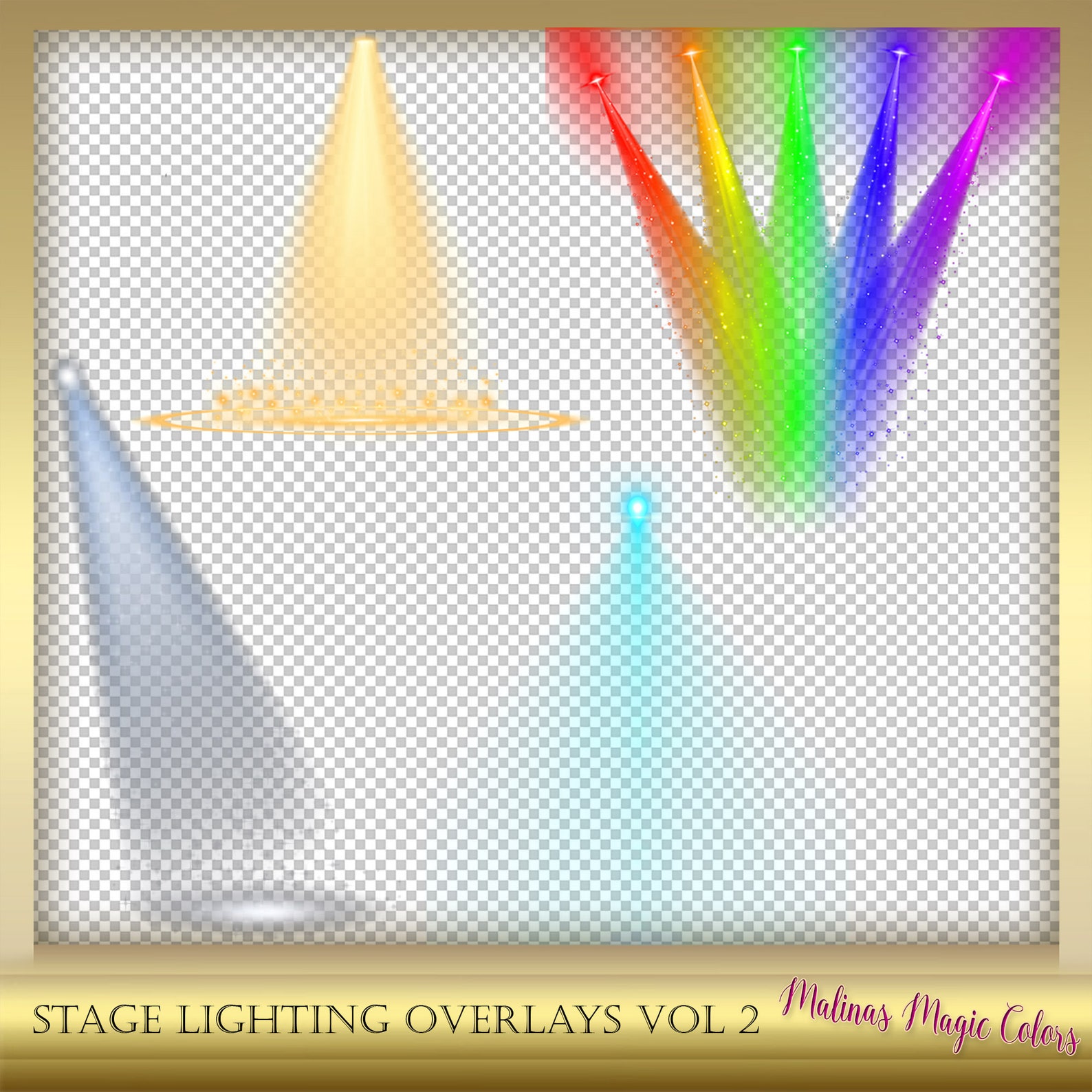 15 Stage Lighting Overlays Vol 2 - Spotlight Overlays - Light Effect ...