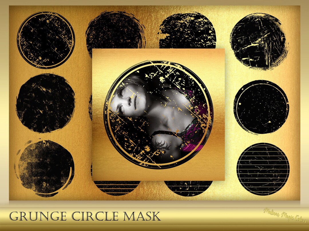 Grunge Circle Mask - Distress Circle Mask - Photoshop Clipping Mask ...