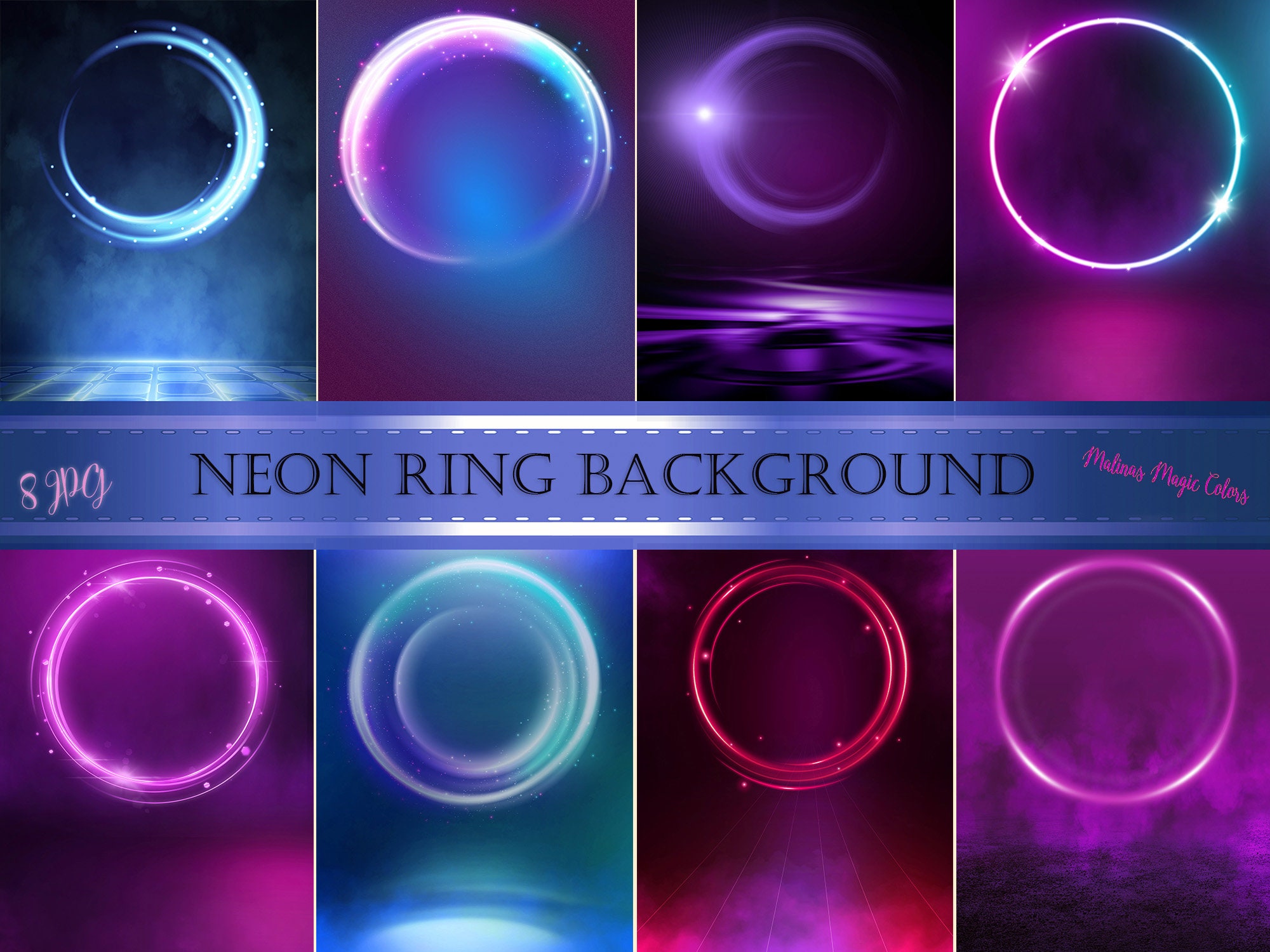 Neon Circle Background Neon Ring Overlays for Studio - Etsy