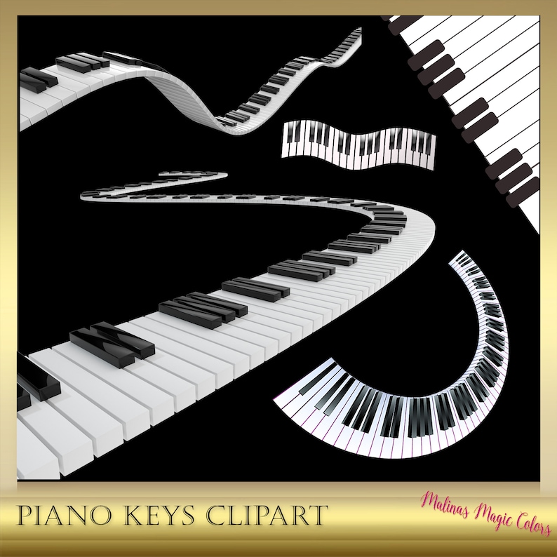 Three Dimensional Piano Keys - Music Overlay - Music Clip Art - Piano ...