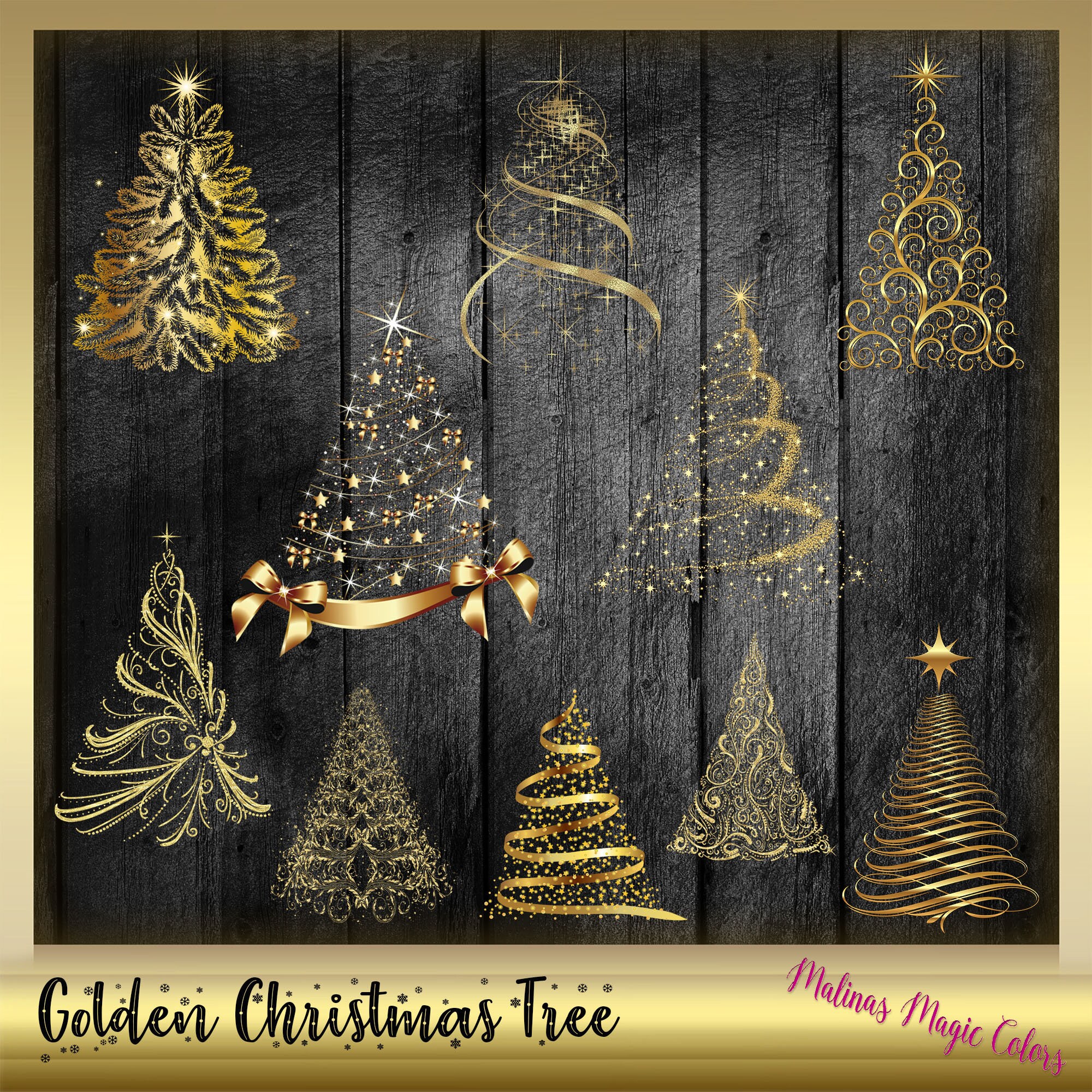 Golden Christmas Tree - Christmas Tree Overlays - Christmas Tree ...