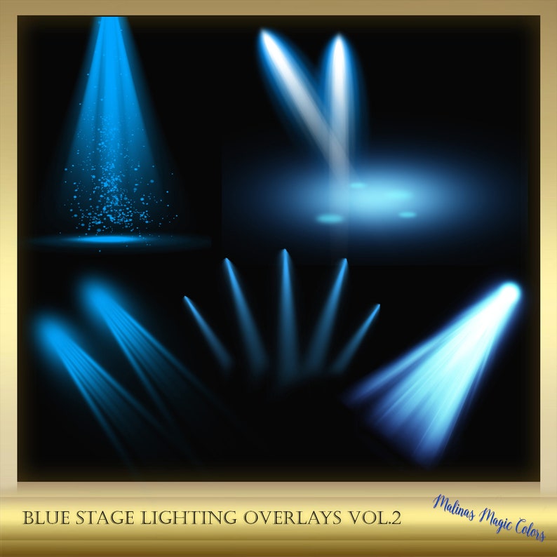 20 Blue Stage Lighting Overlays Vol. 2 Blue Stage Light Spotlight ...