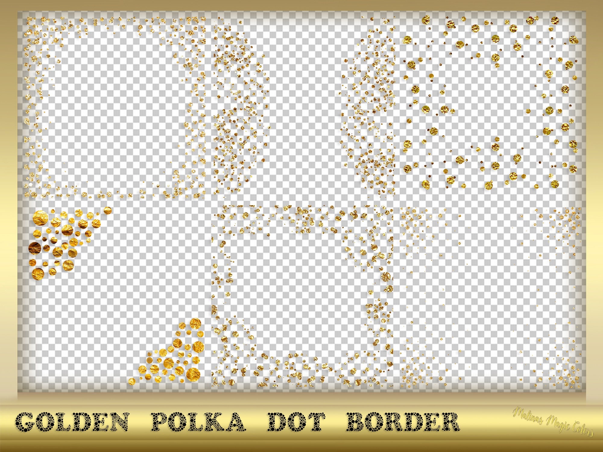 Golden Polka Dot Border Gold Dot Pattern Gold Dots Border Golden ...