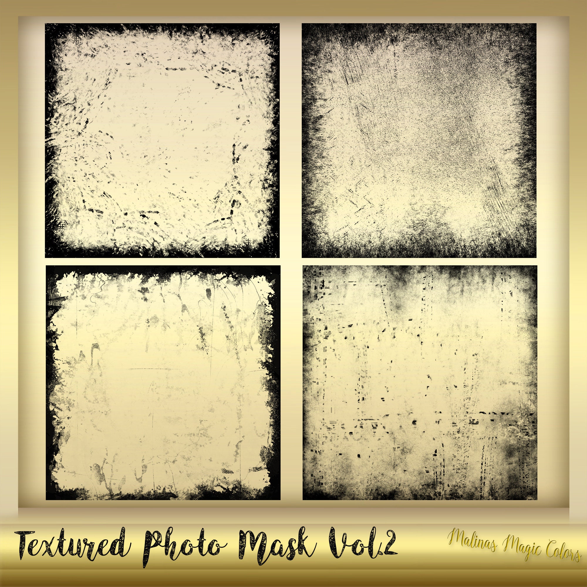 10 Textured Photo Masks Vol. 2 - Photoshop Clipping Masks - Grunge ...