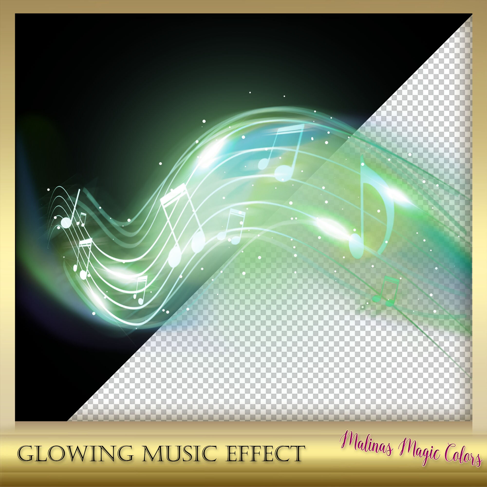 10 Glowing Music Effects - Music Note Overlay - Glowing Musical Notes ...