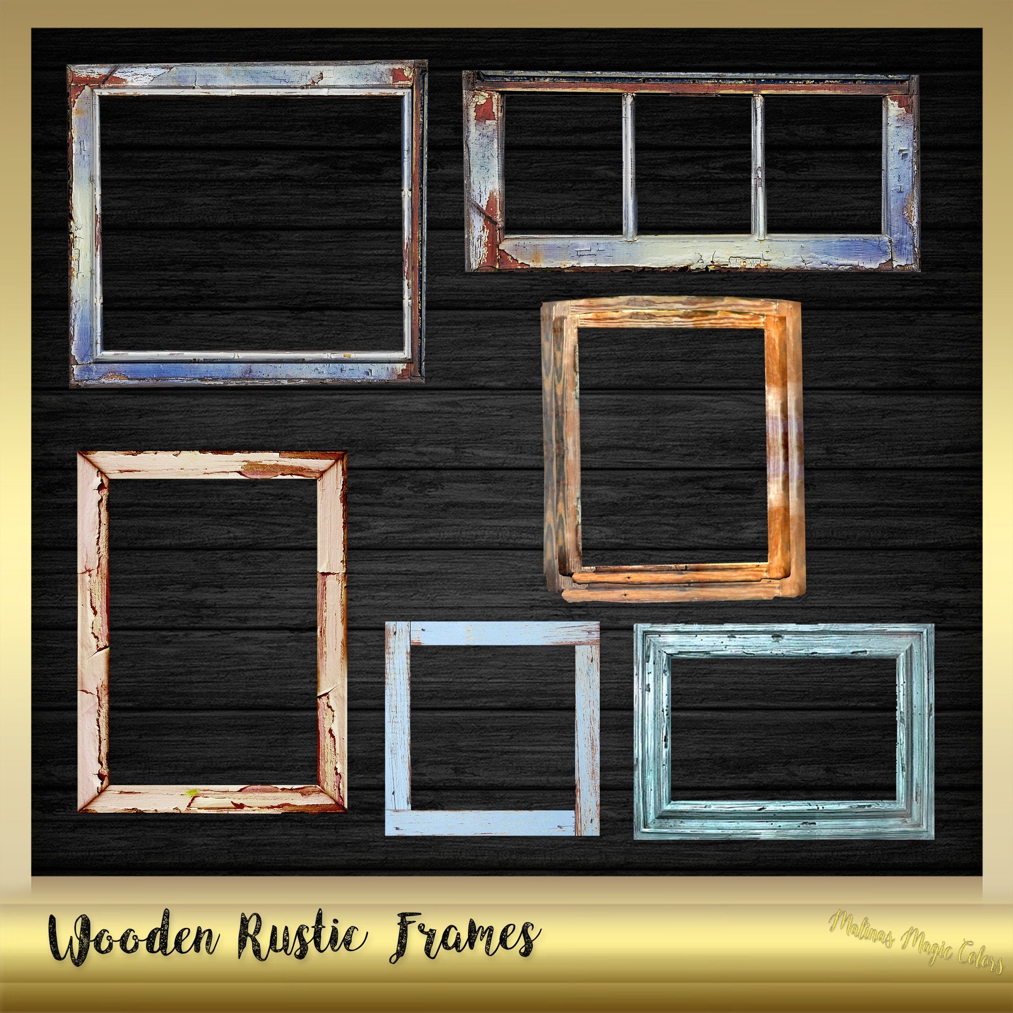 10 Digital Wooden Frames Wooden Rustic Picture Frames Photoshop Digital ...