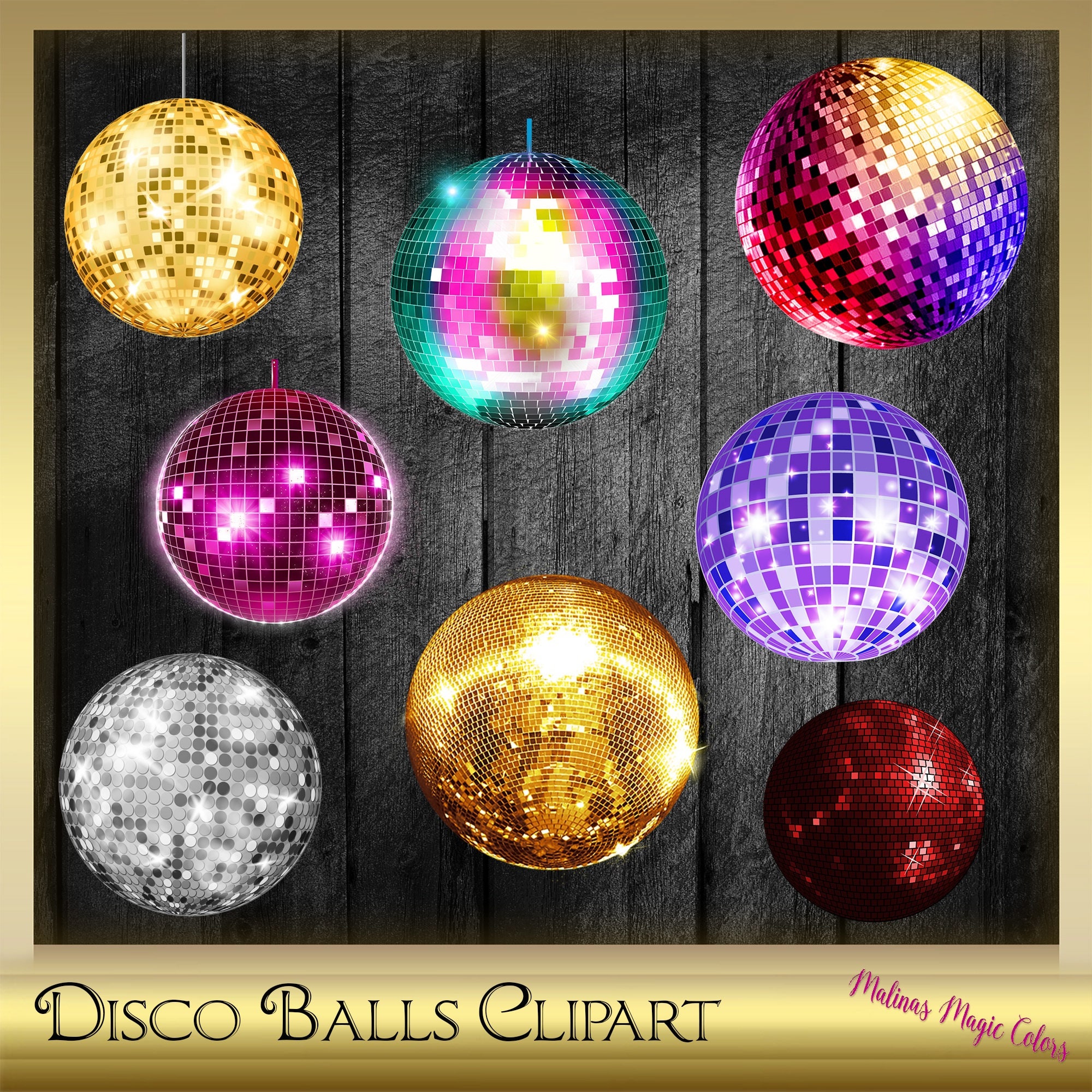 10 Disco Balls Clipart - Glitter Balls - Party Clipart - Discoball Png ...
