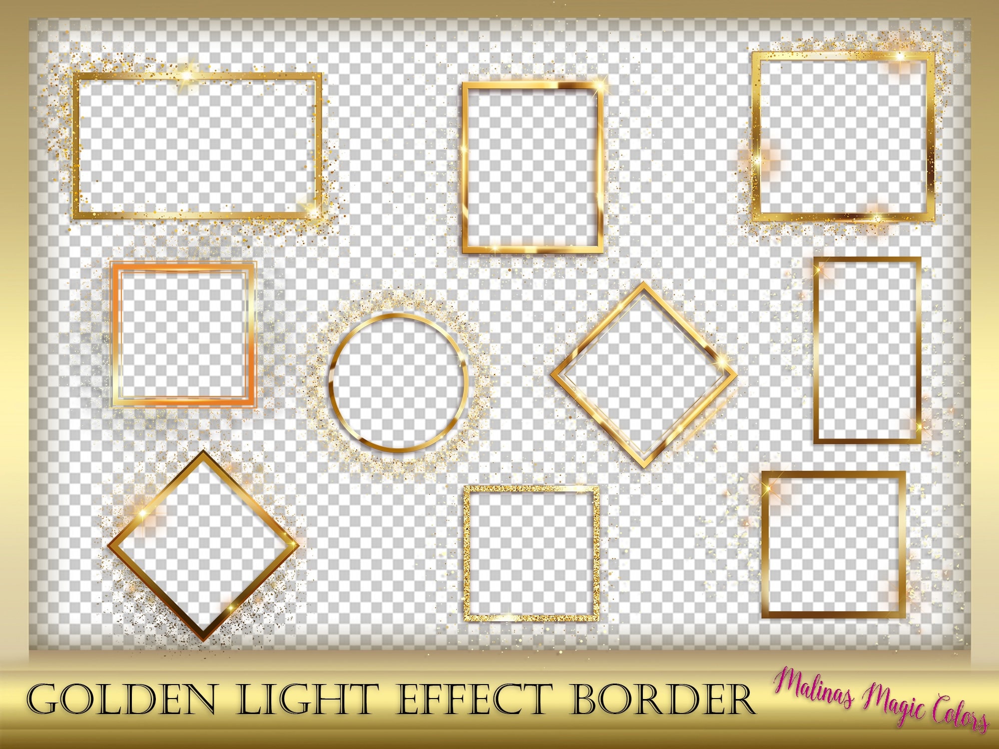Golden Light Effect Border Light Effect Sprinkled Golden Frame ...
