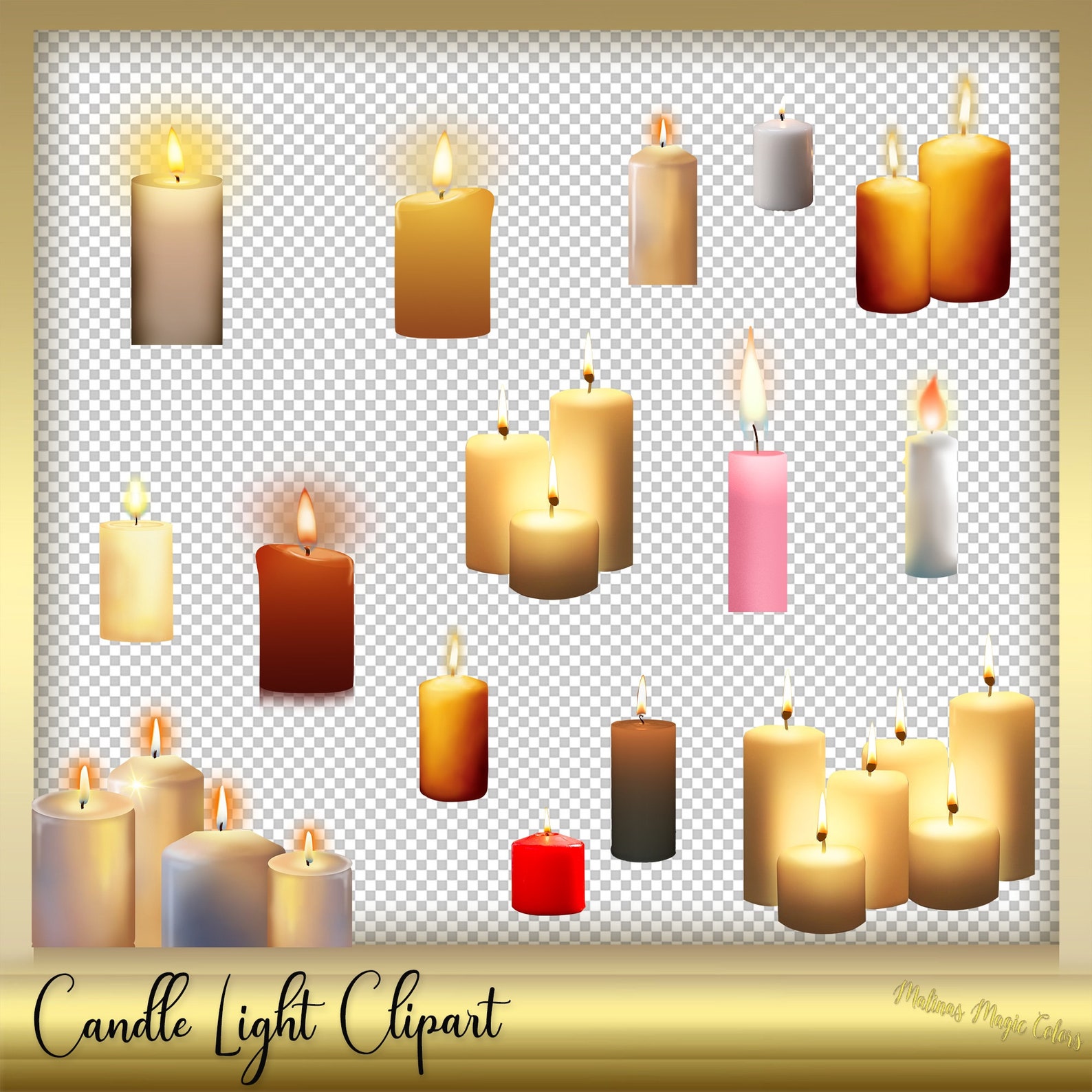Candle Light Clipart - Burning Candle Clip Art - Illuminated Candle ...