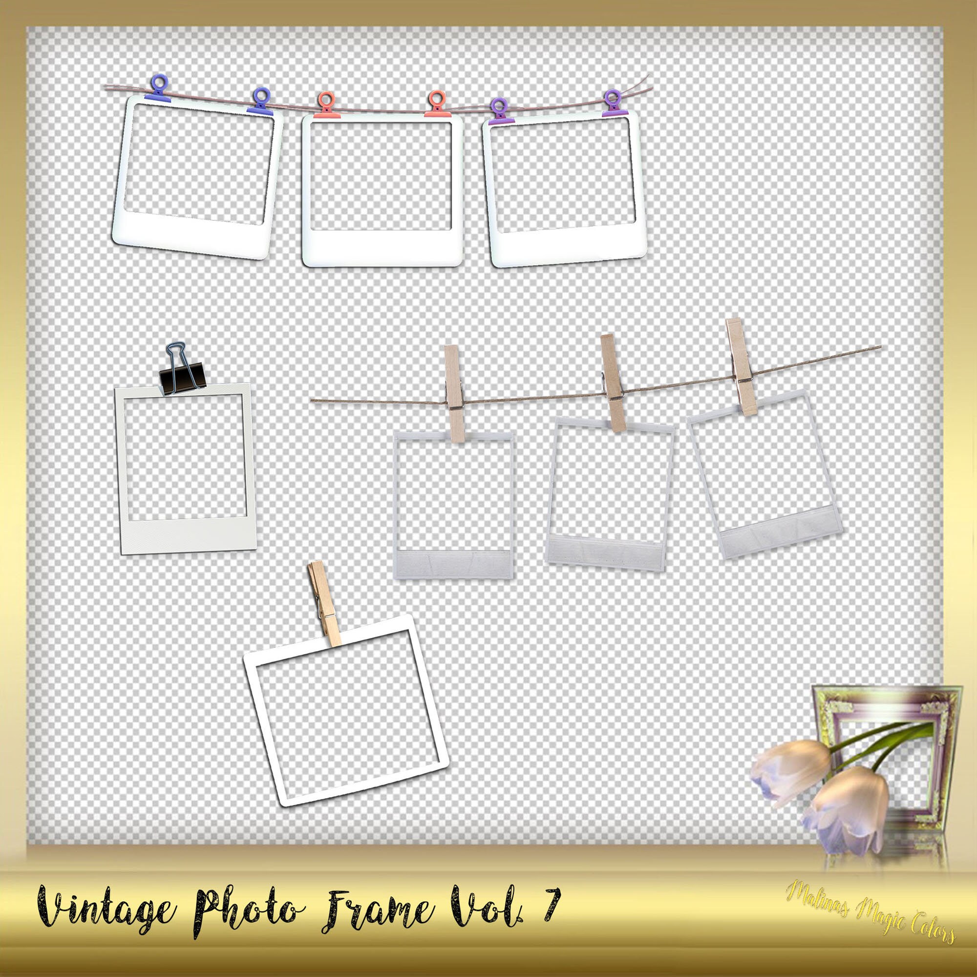 7 VINTAGE Photo Frames Vol. 7 Vintage Frame Photoshop Digital Picture ...