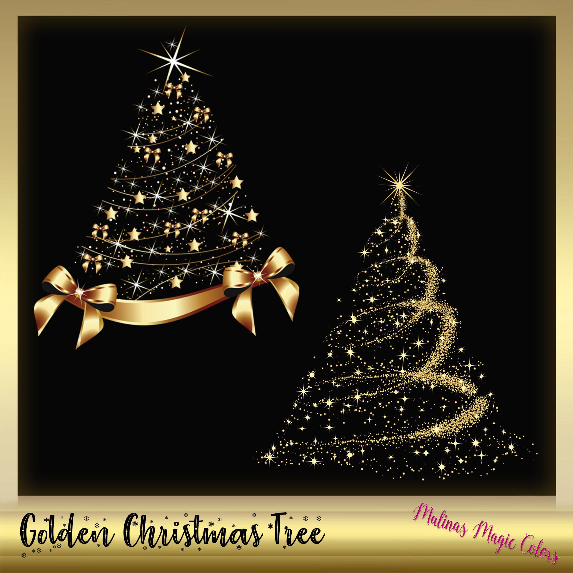 Golden Christmas Tree - Christmas Tree Overlays - Christmas Tree ...