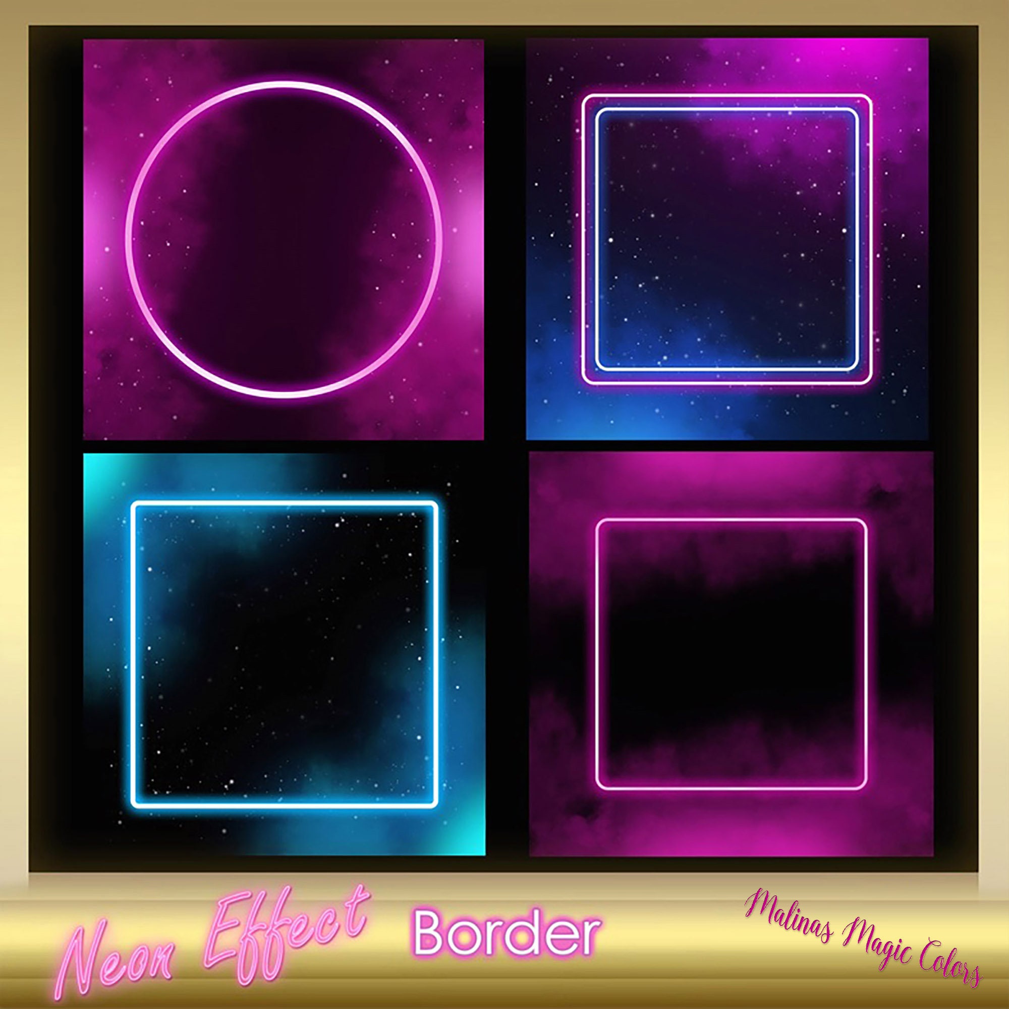 Neon Light Effect Border - Neon Effect Frames - Neon Frame - Neon ...