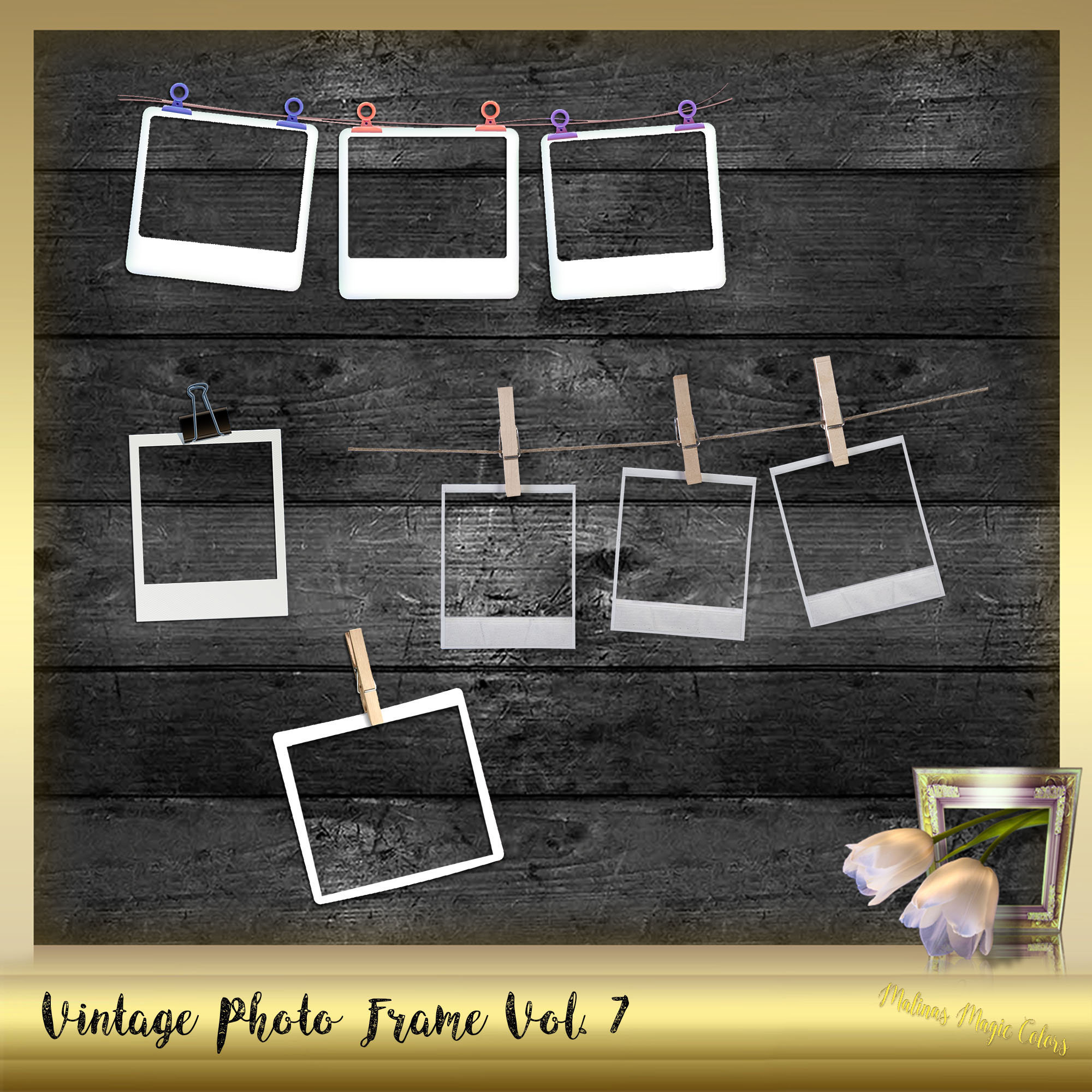 7 VINTAGE Photo Frames Vol. 7 Vintage Frame Photoshop Digital Picture ...