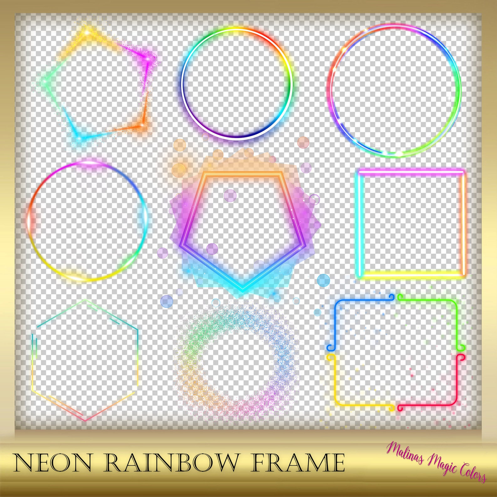 20 Neon Rainbow Frames Neon Rainbow Frame Light Frame Neon Effects ...