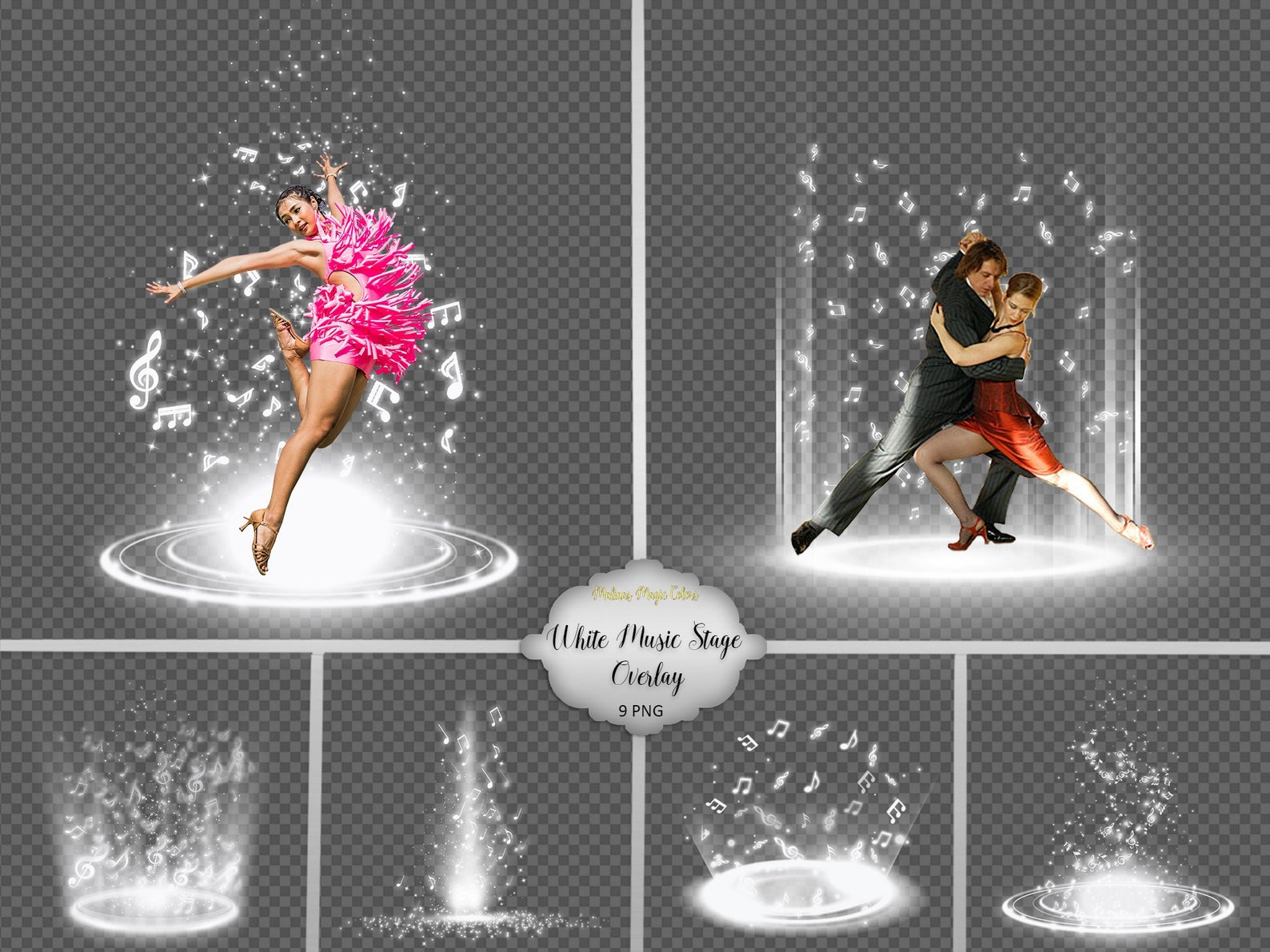 White Music and Danc Stage Overlay - Light Effect Overlays - Glittering ...