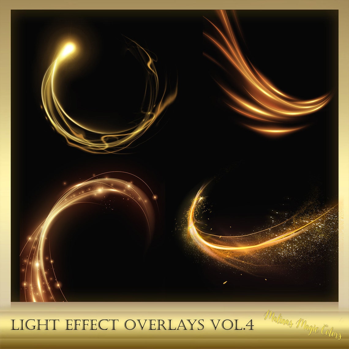 20 Light Effect Overlays Vol.4 Wedding Overlays Shiny Gold Glowing New ...