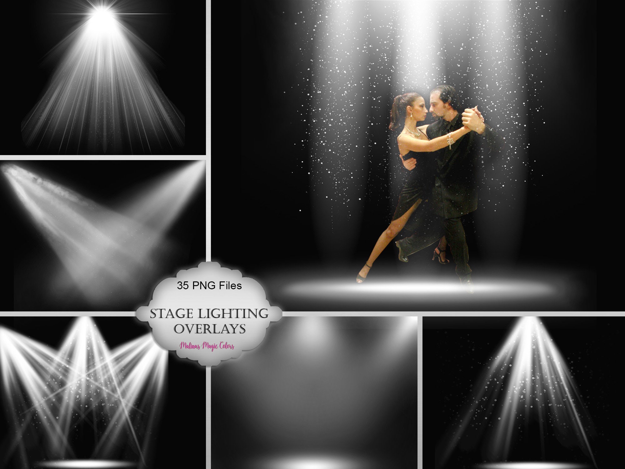 35 Stage Lighting Overlays Vol. 3 - Spotlight Overlays - Light Effect ...