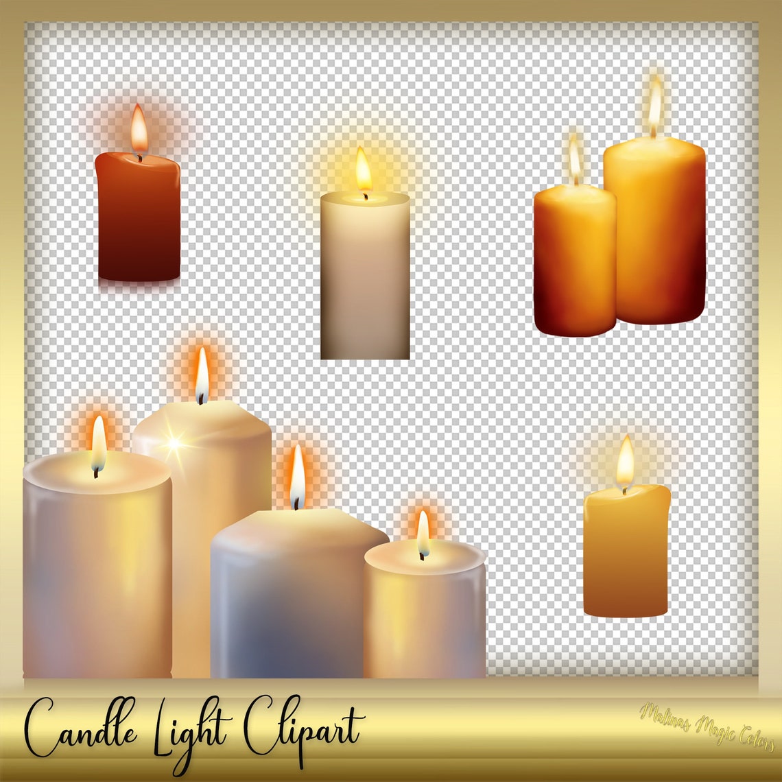 Candle Light Clipart - Burning Candle Clip Art - Illuminated Candle ...