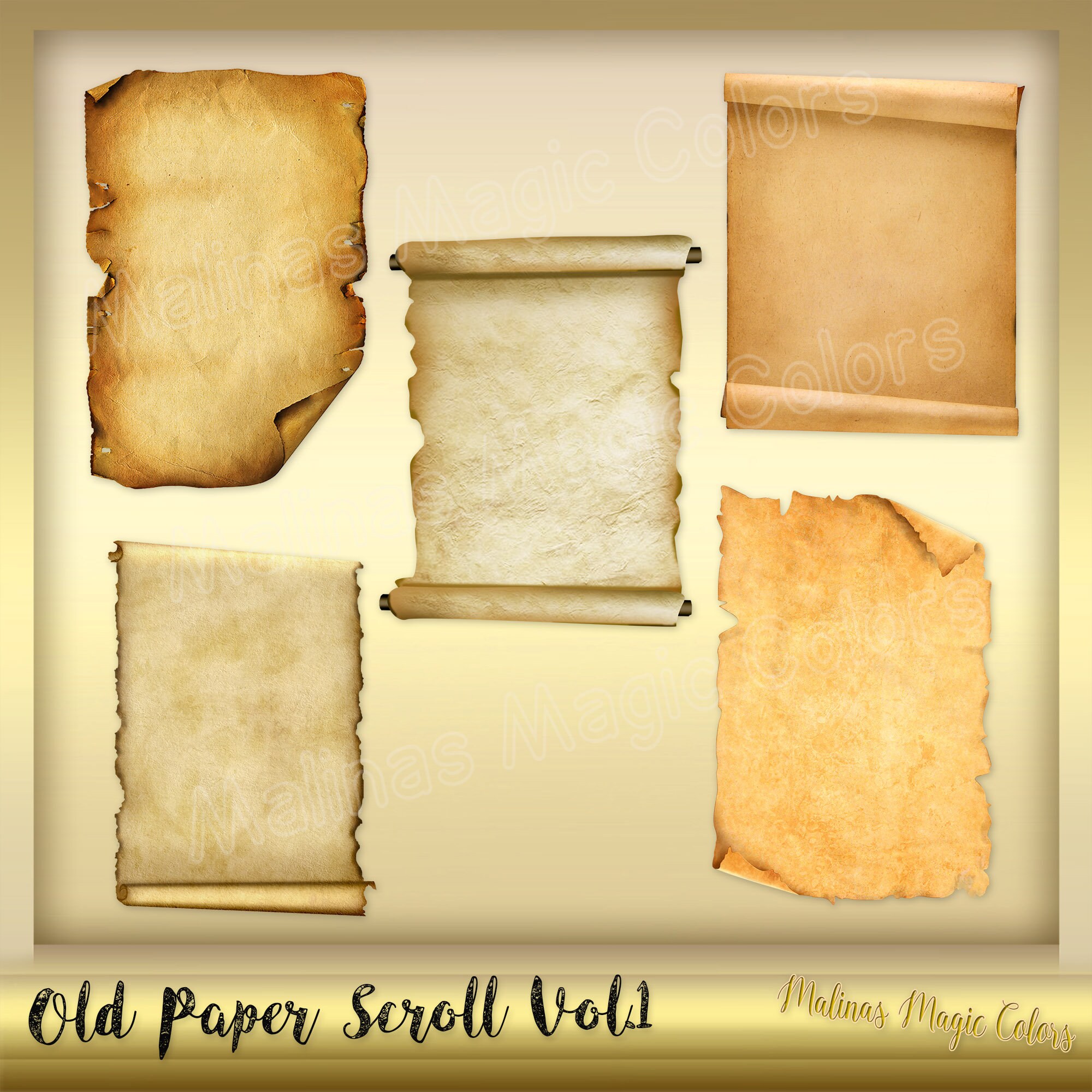 12 Old Paper Scrolls Vol.1 - Old Scrolls - Old Sroll - Scrolls Clipart ...