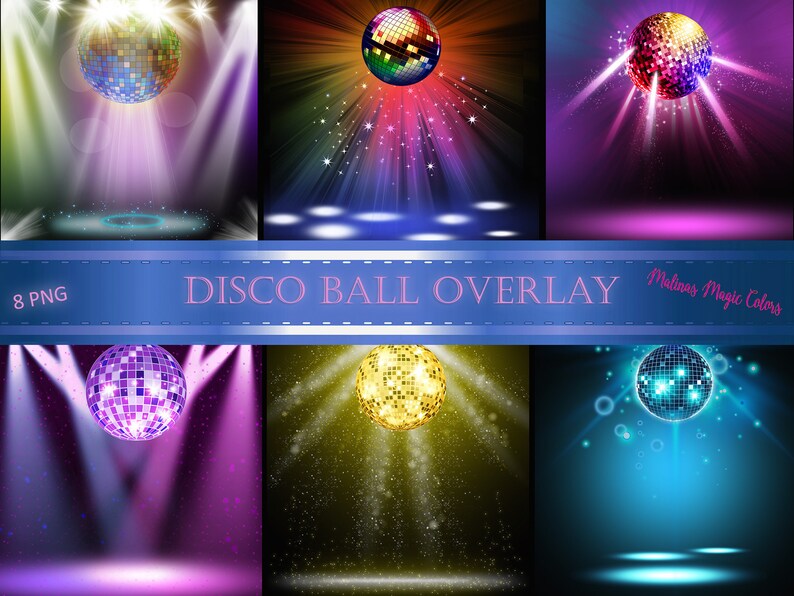 8 Disco Ball Overlays - Disco Ball Stage Lighting - Party Clipart ...