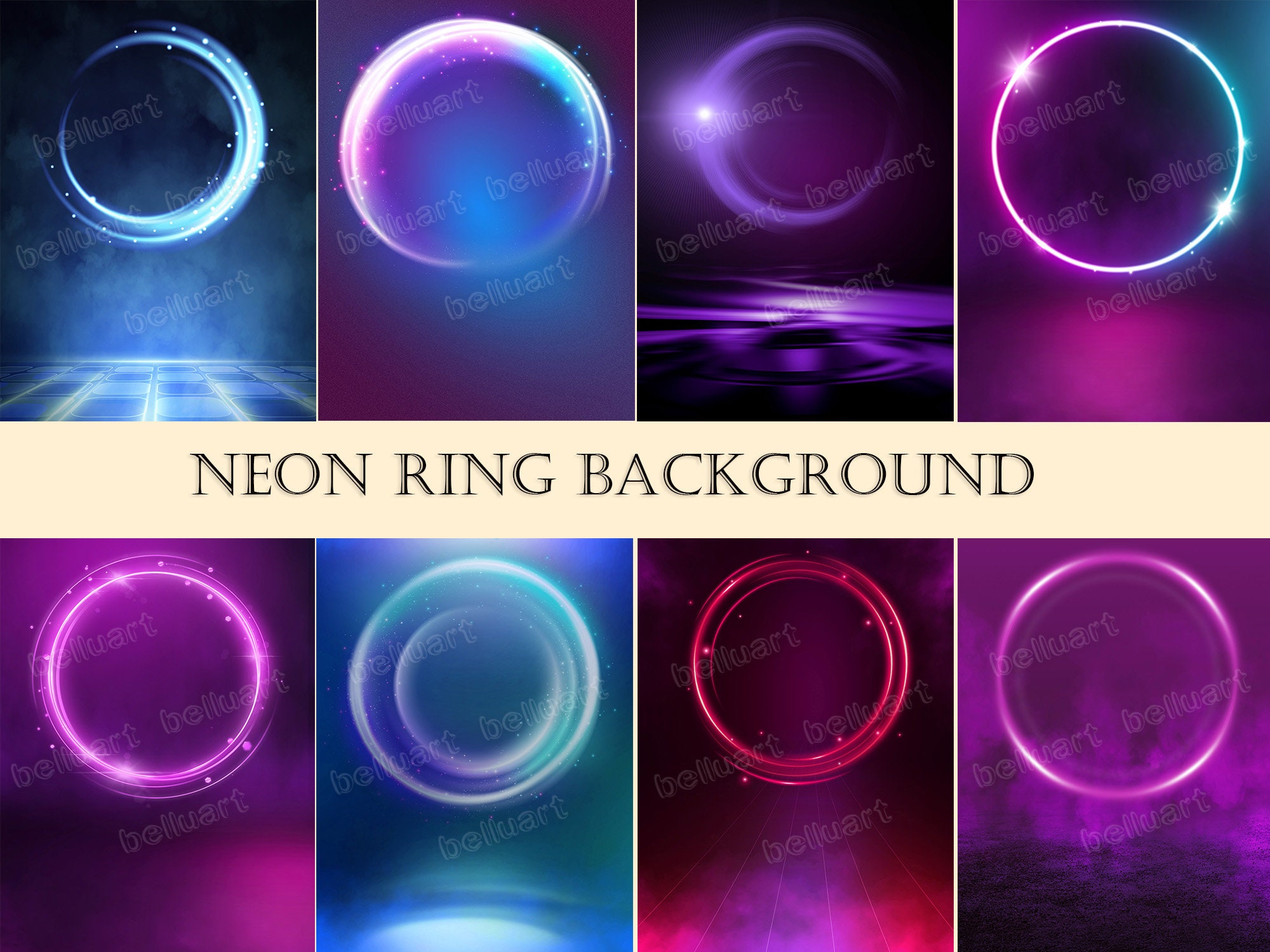 Neon Circle Background Neon Ring Overlays for Studio - Etsy