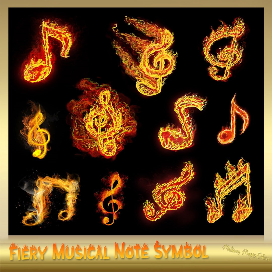 Fiery Musical Note Symbol - Musical Notes in Fire Flames - Musical Note ...