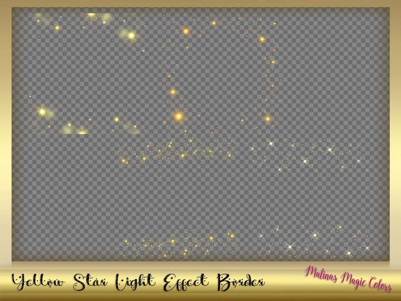Yellow Star Light Effect Border Light Frame Overlay Frame - Etsy