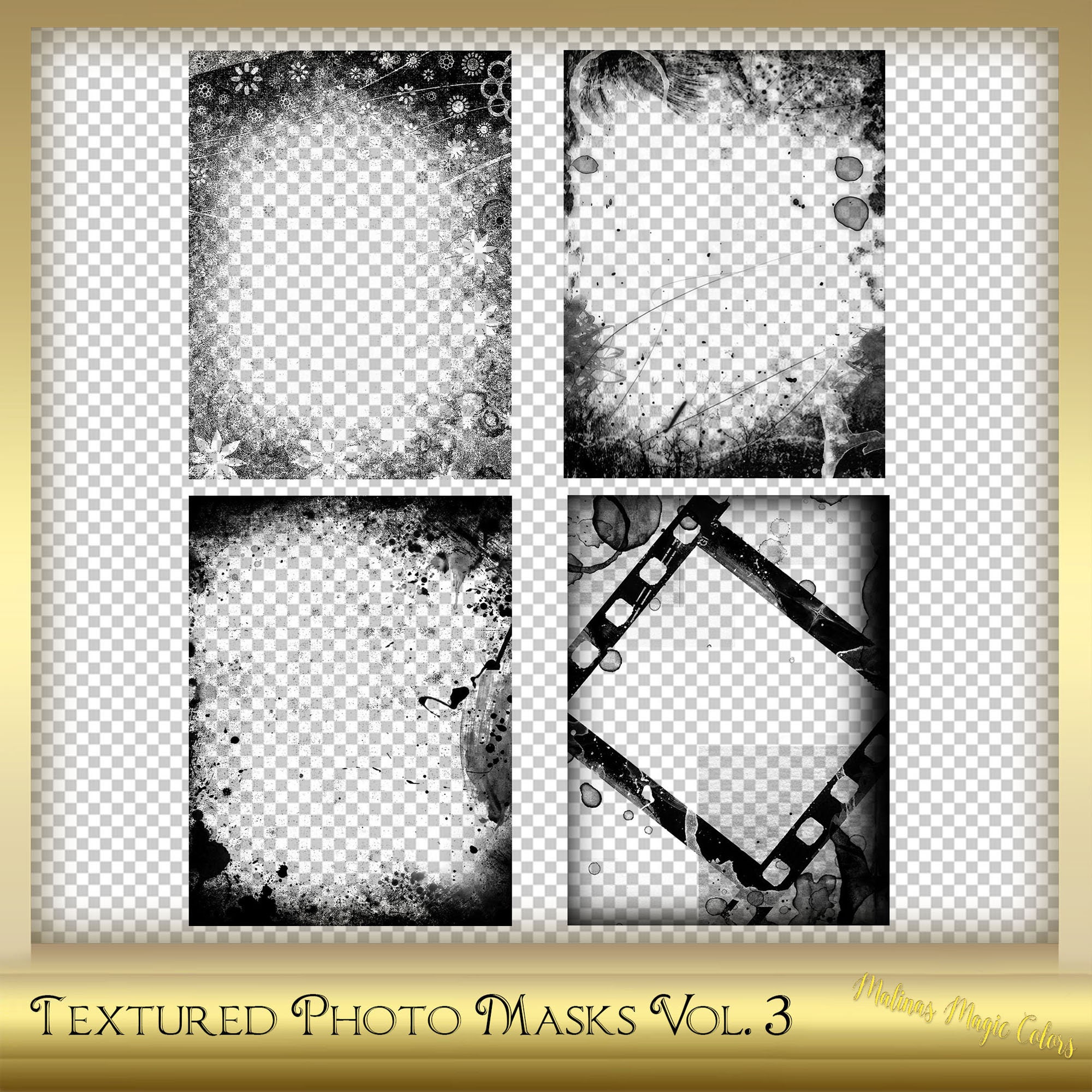 12 Textured Photo Masks Vol. 3 Photoshop Clipping Masks Grunge Photo ...