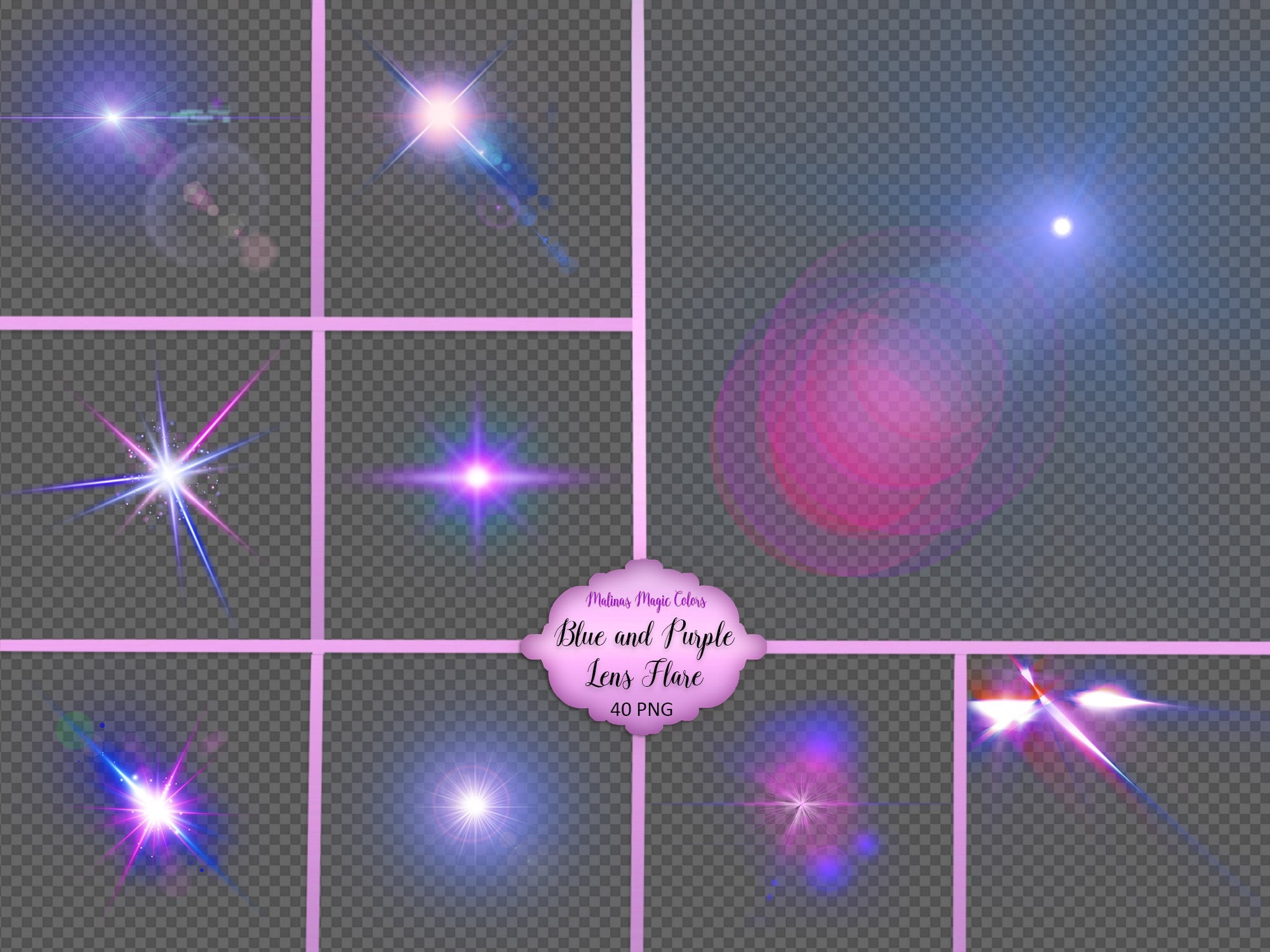 Blue and Purple Lens Flare Overlay Colorful Lens Flare Effect Light ...