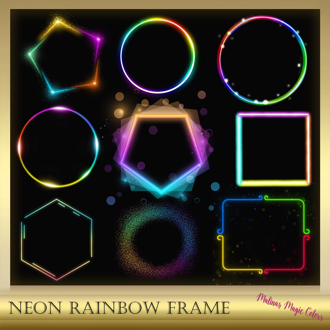 20 Neon Rainbow Frames Neon Rainbow Frame Light Frame Neon Effects ...
