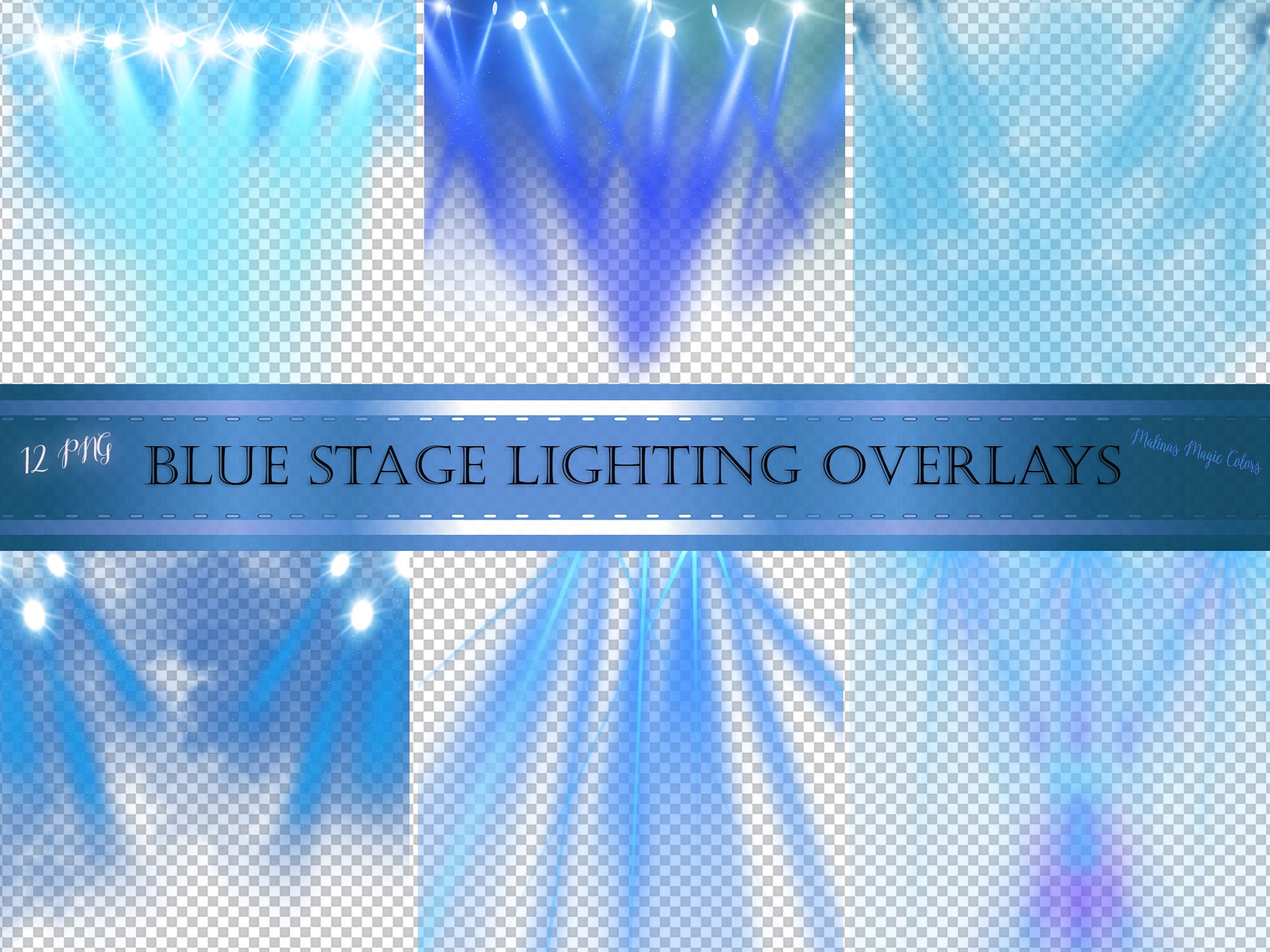 12 Blue Stage Lighting Overlays Vol. 1 - Blue Stage Light - Spotlight ...