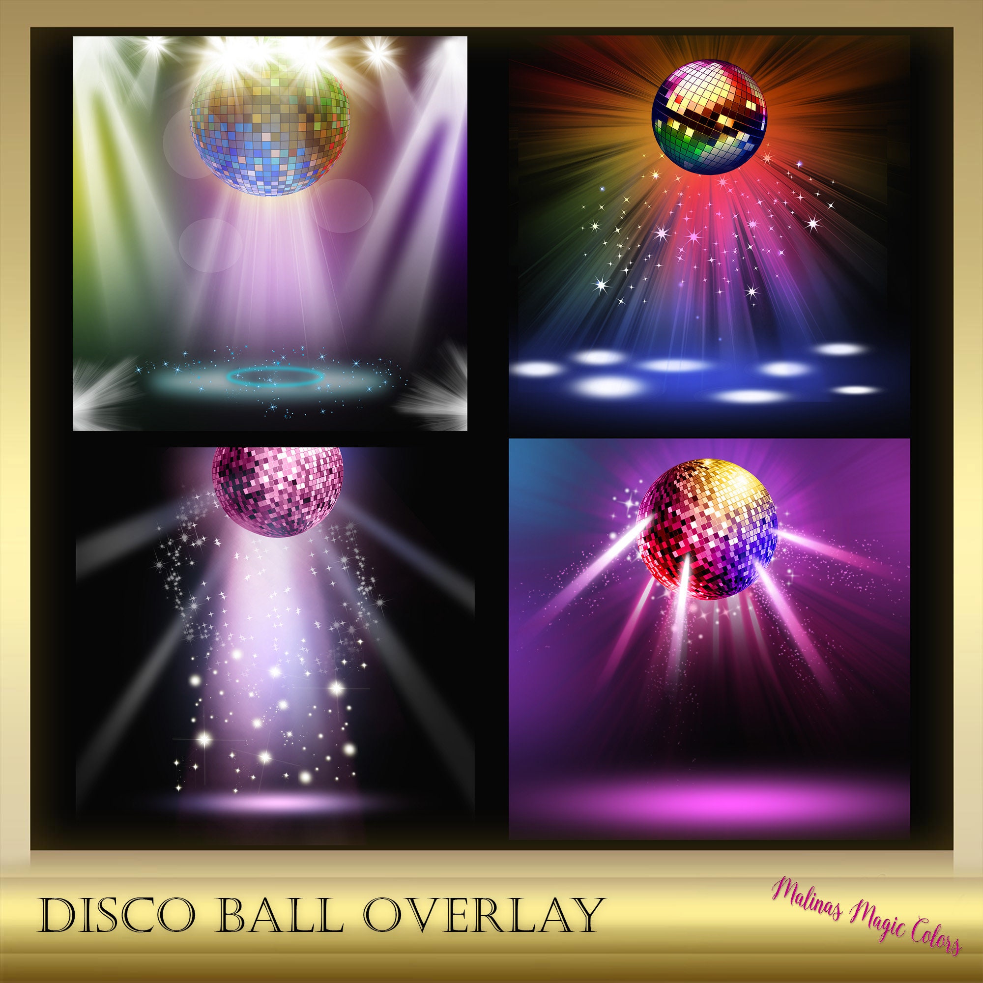 8 Disco Ball Overlays - Disco Ball Stage Lighting - Party Clipart ...