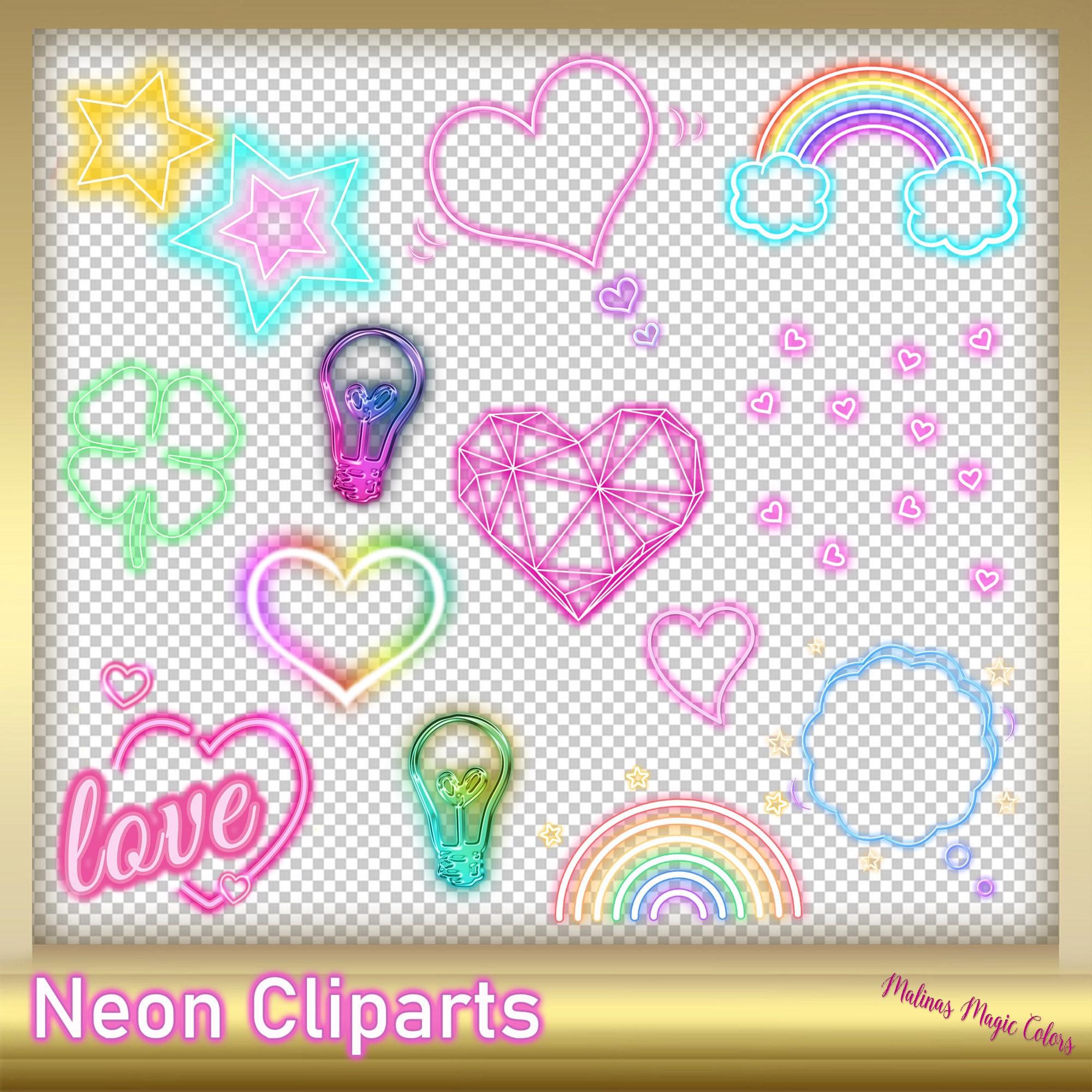 15 Neon Clip Arts - Neon Clipart - Neon Effects - Neon Heart - Colorful ...