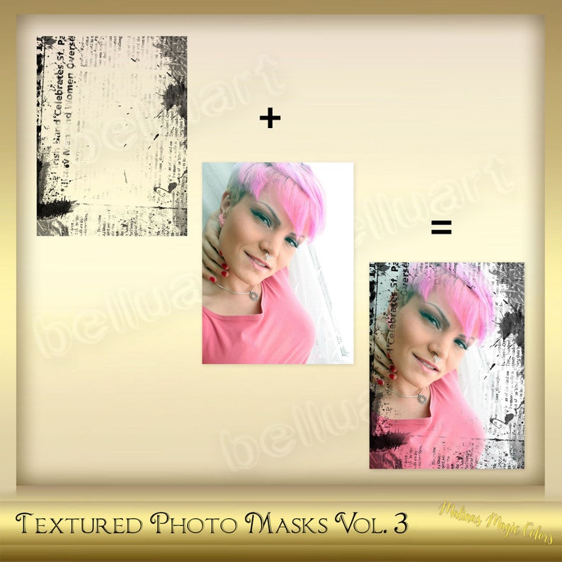 12 Textured Photo Masks Vol. 3 Photoshop Clipping Masks Grunge Photo ...