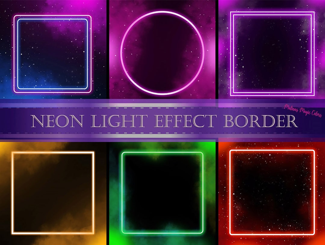 Neon Light Effect Border - Neon Effect Frames - Neon Frame - Neon ...