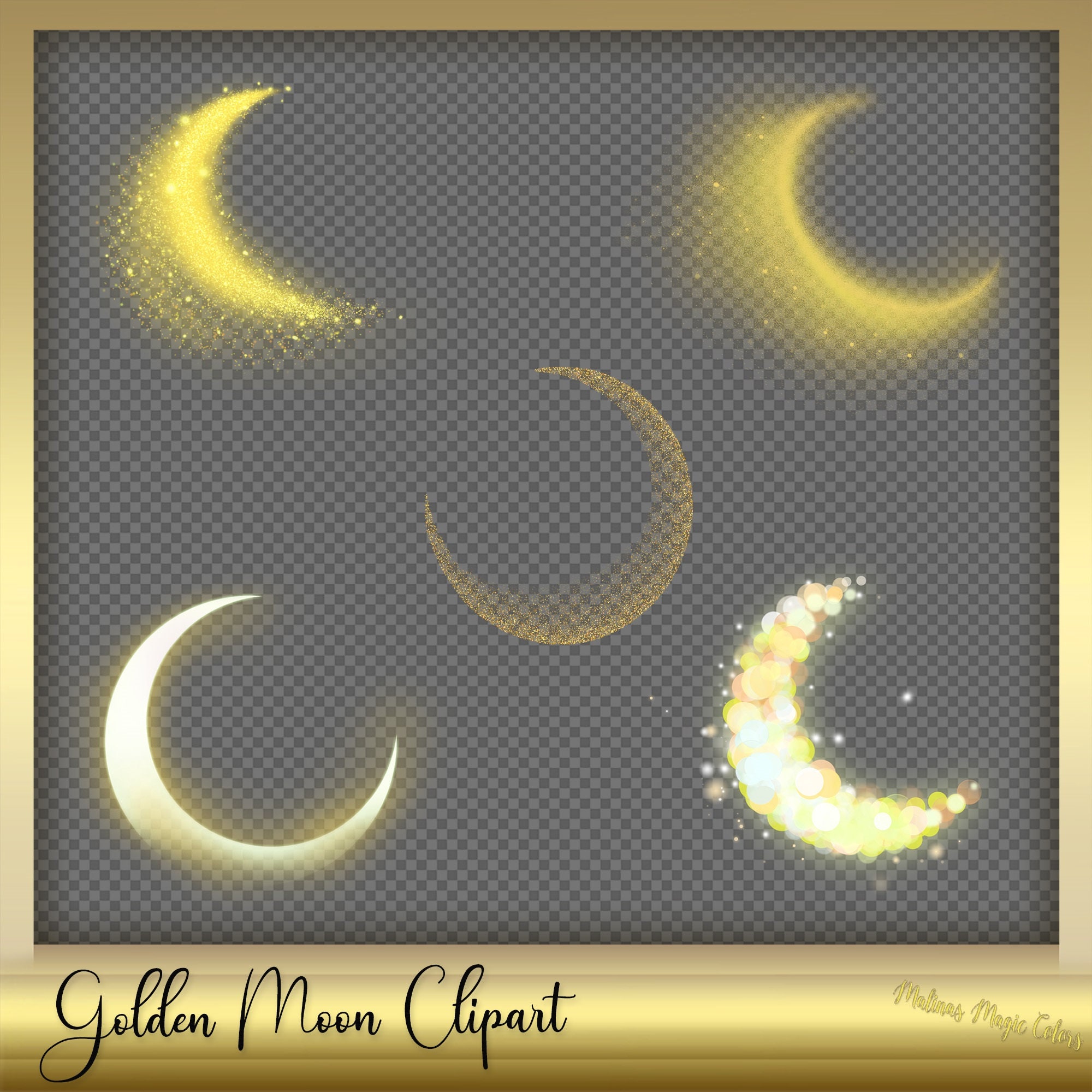 Golden Moon Clipart Golden Moon Overlay Fantasy Moon Isolated Moon ...