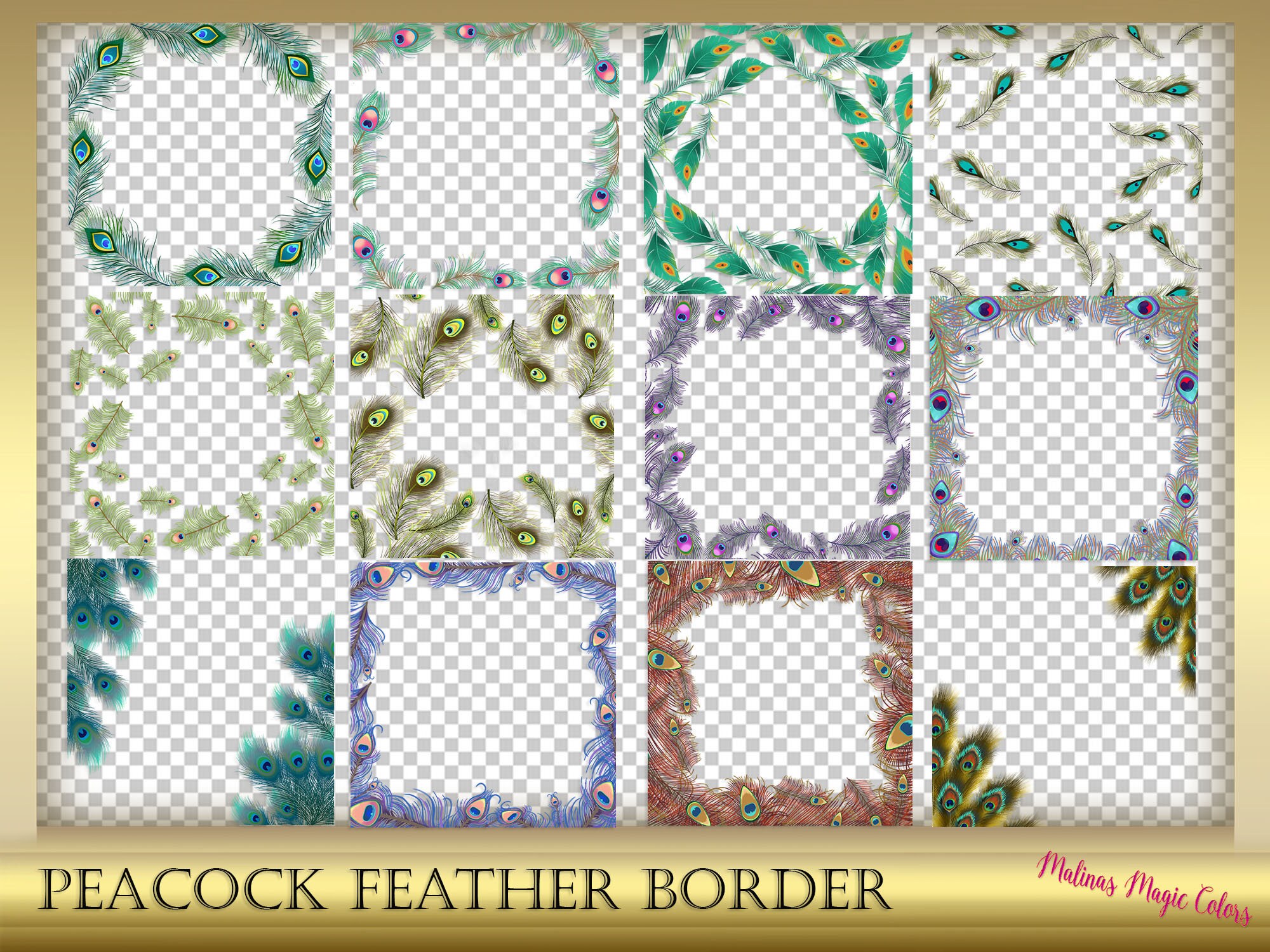 15 Peacock Feather Border Peacock Overlay Peacock Feather Frame Peacock ...