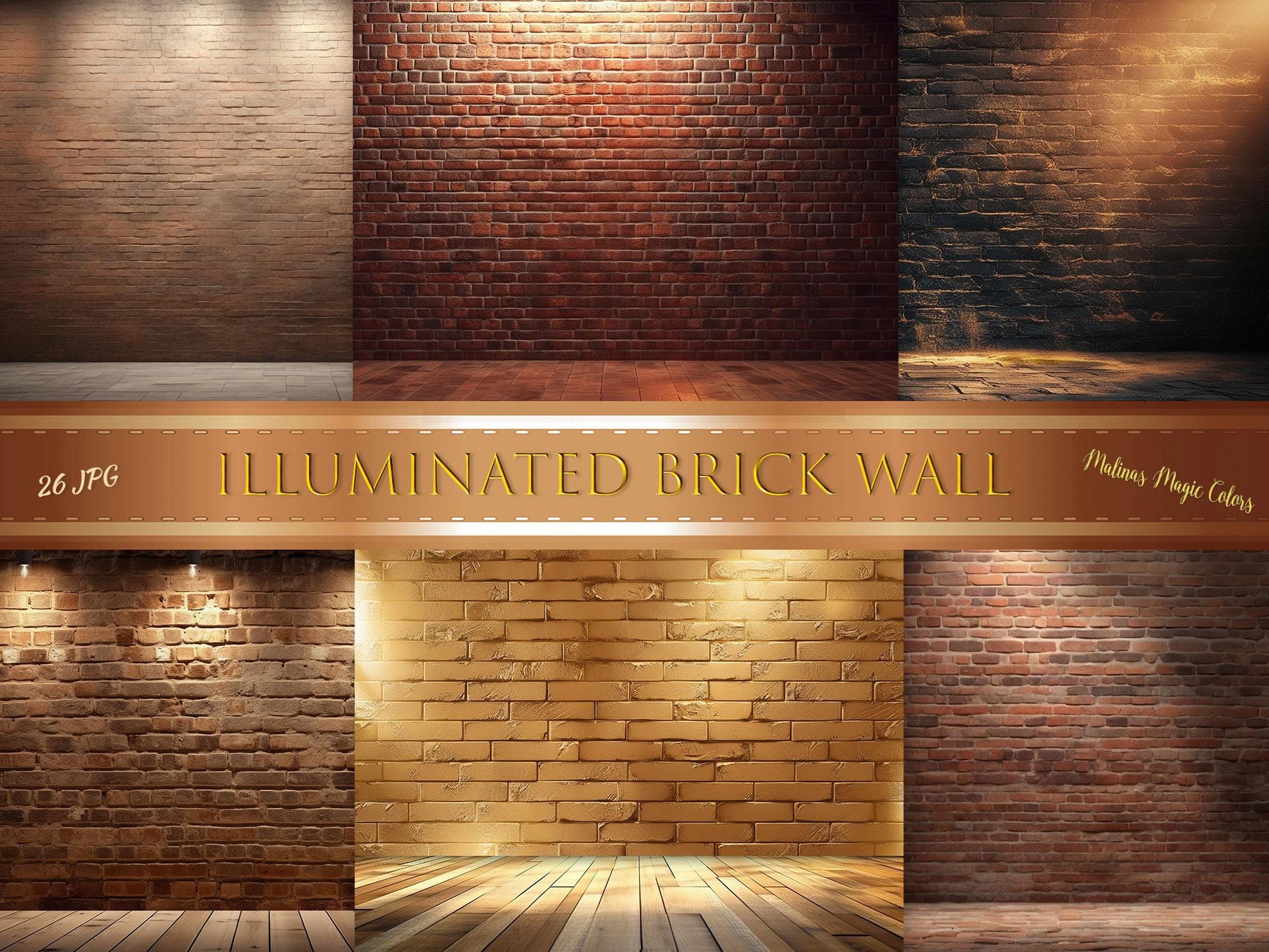 Illuminated Brick Wall - Brick Wall Photography Background - Brick Wall ...