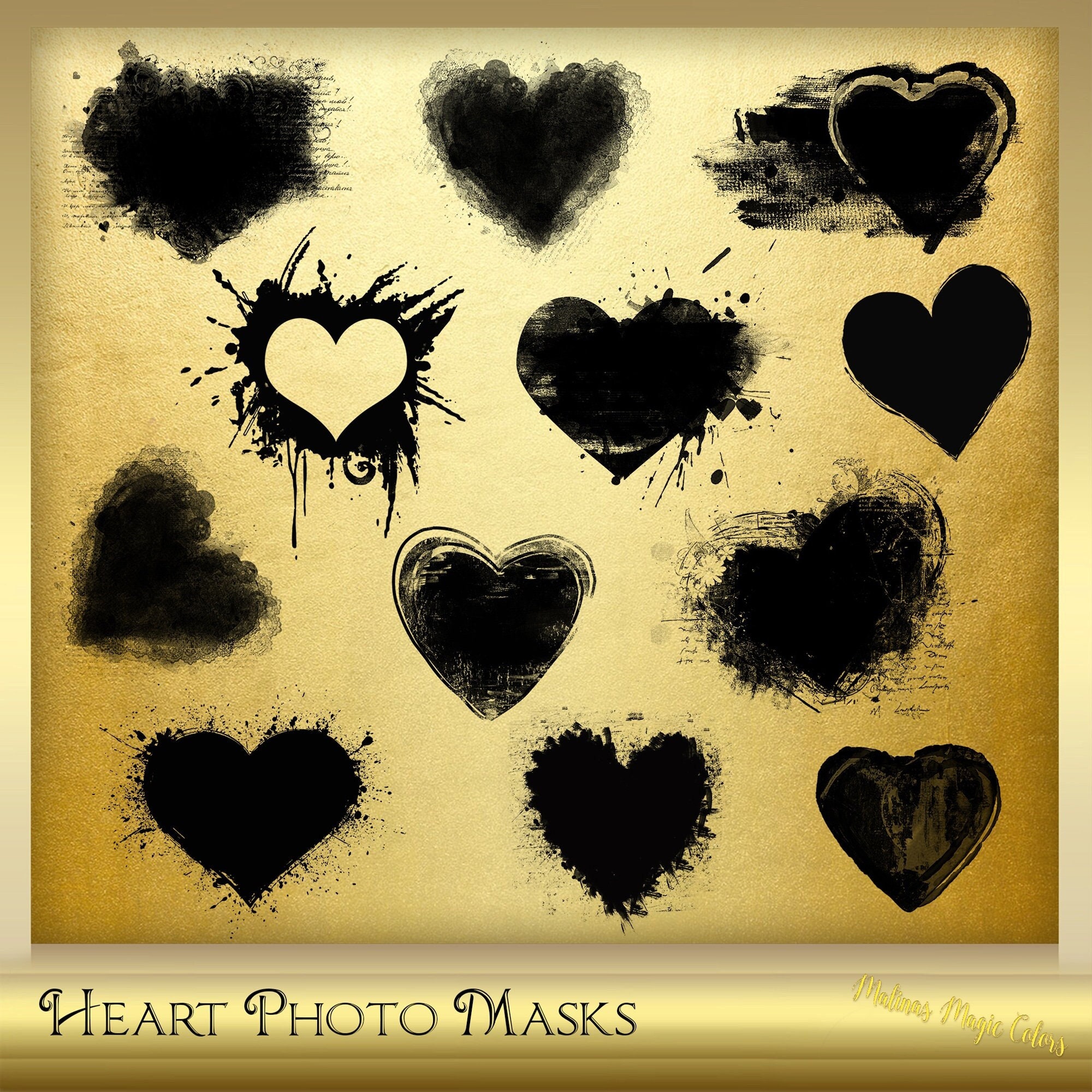12 Heart Masks for Photoshop Photoshop Clipping Masks Grunge Png Masks ...