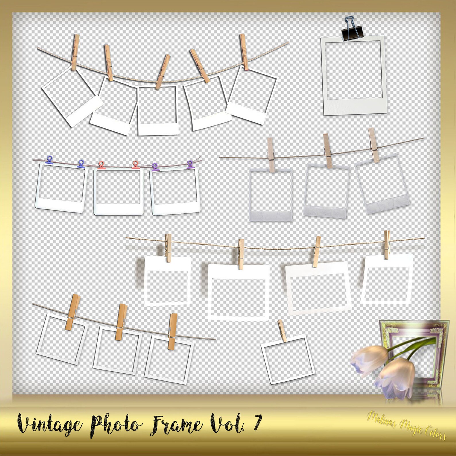 7 VINTAGE Photo Frames Vol. 7 - Vintage Frame - Photoshop Digital ...