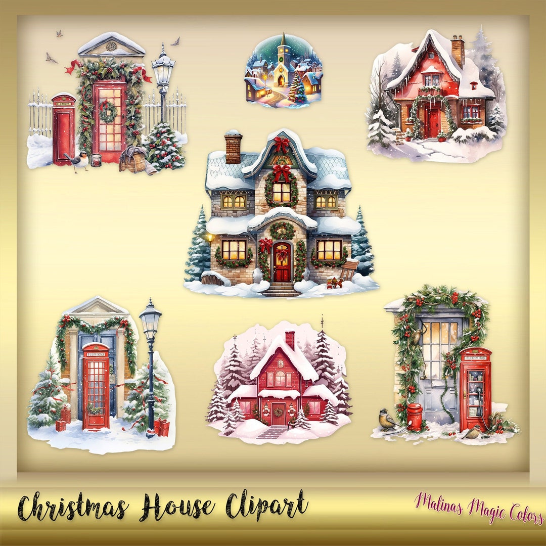 Christmas House Clipart Cozy House Clip Art Christmas House in the Snow ...