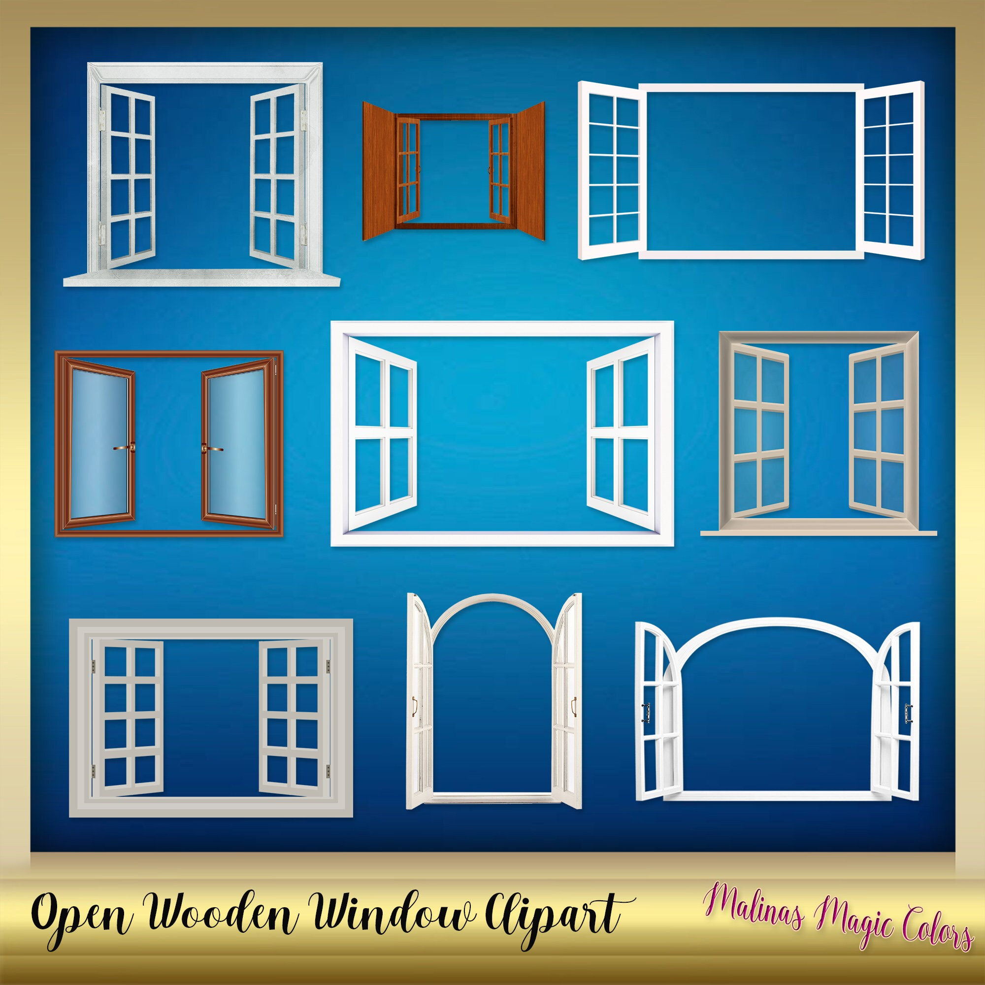 Open Wooden Window Clipart - Window Photo Frame - Photoshop Digital ...